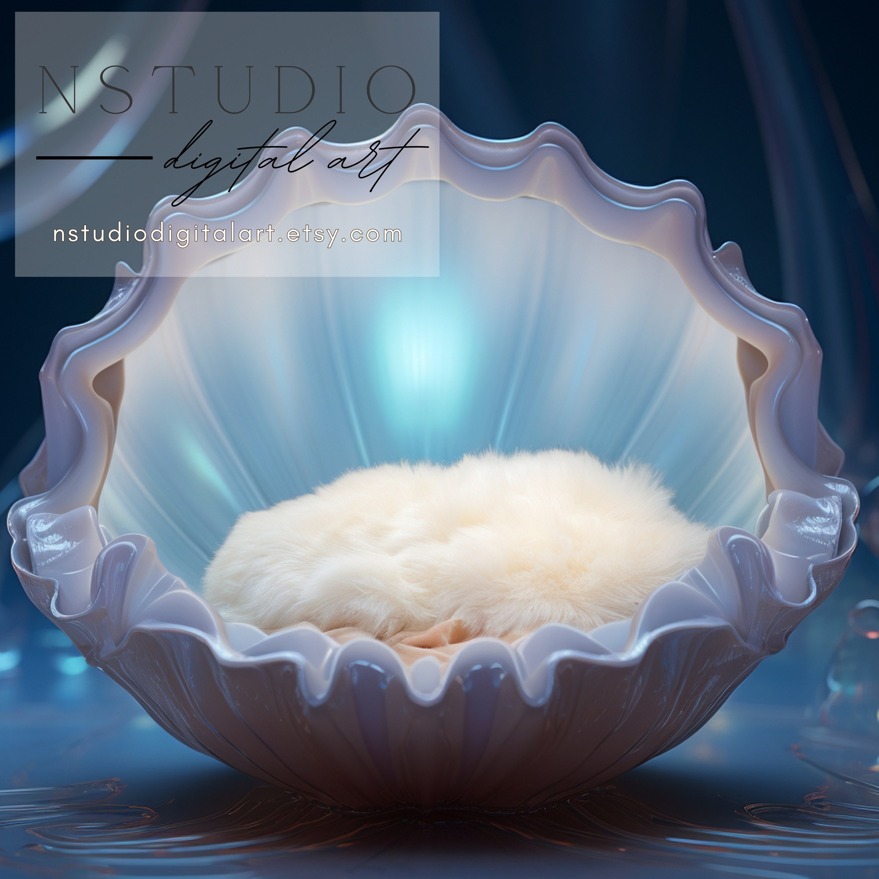 6 Newborn Baby Digital Backdrops With Pearl Clam Baby Boy or Girl First ...