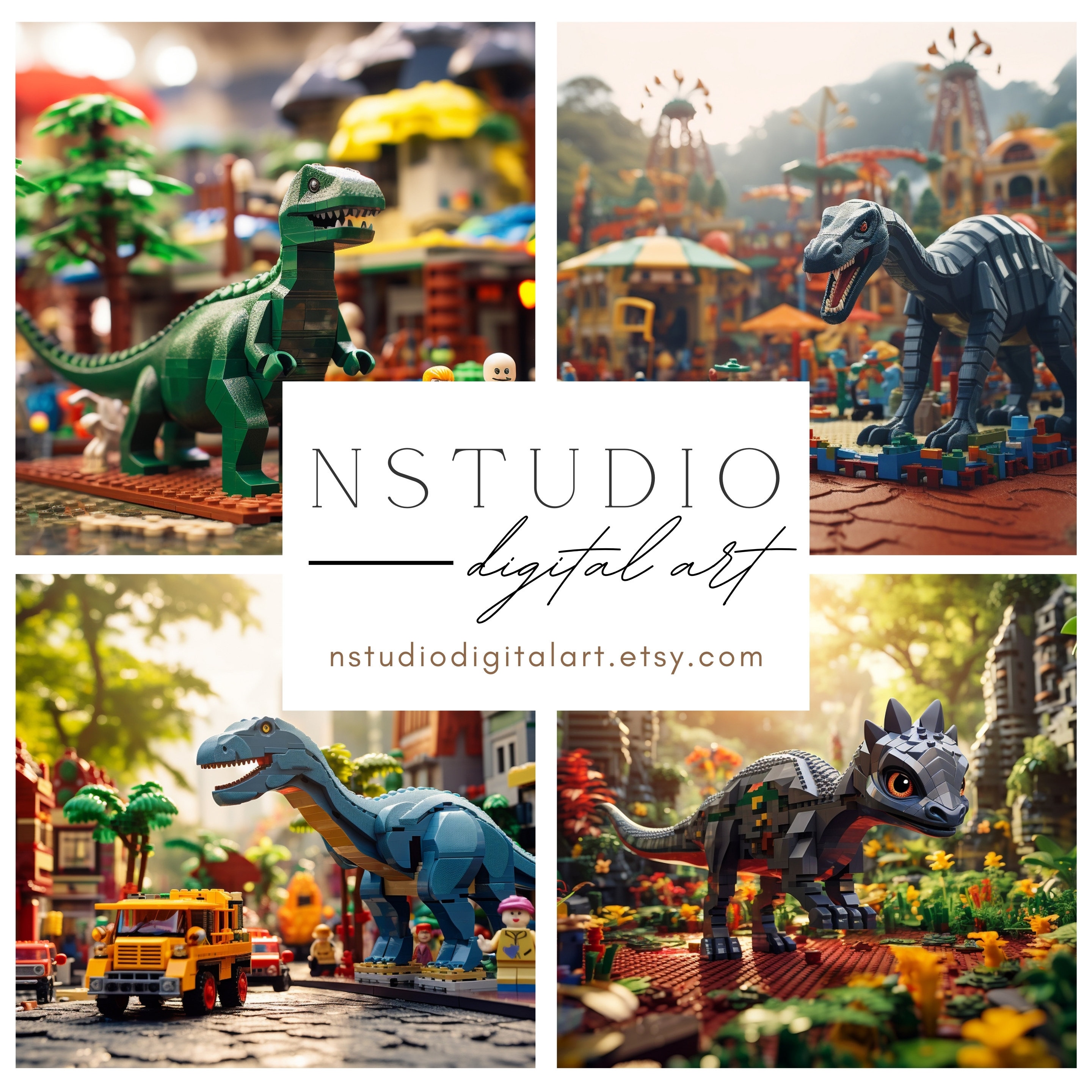 10 Kids Backdrops Building Blocks and Dinosaurs | Kids Party ...