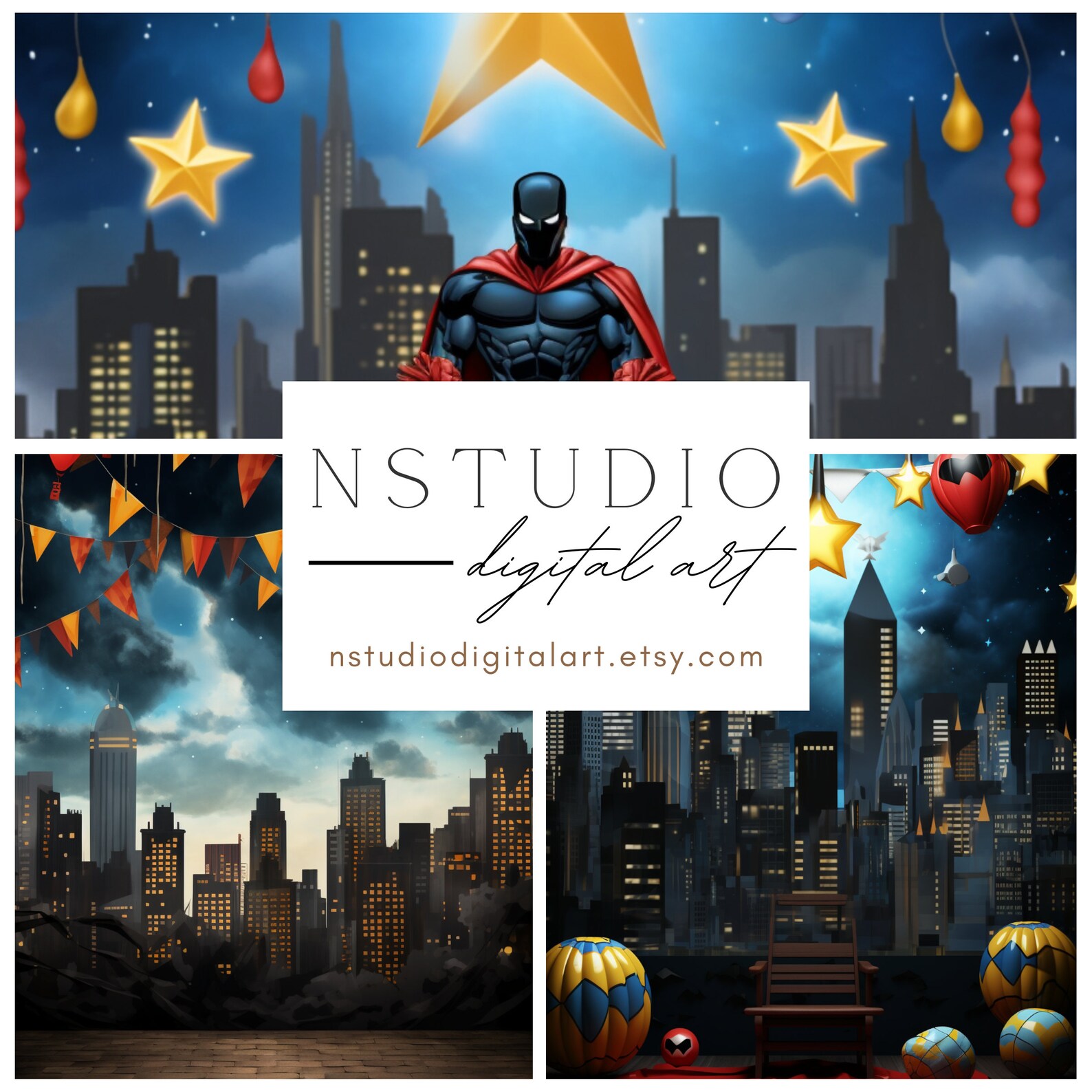 10 Superhero Backdrops for Kids and 1 Gift | Boys Birthday Party ...