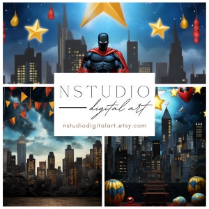 11 Kids Superhero Photography Digital Backdrops, Movie Birthday Party ...