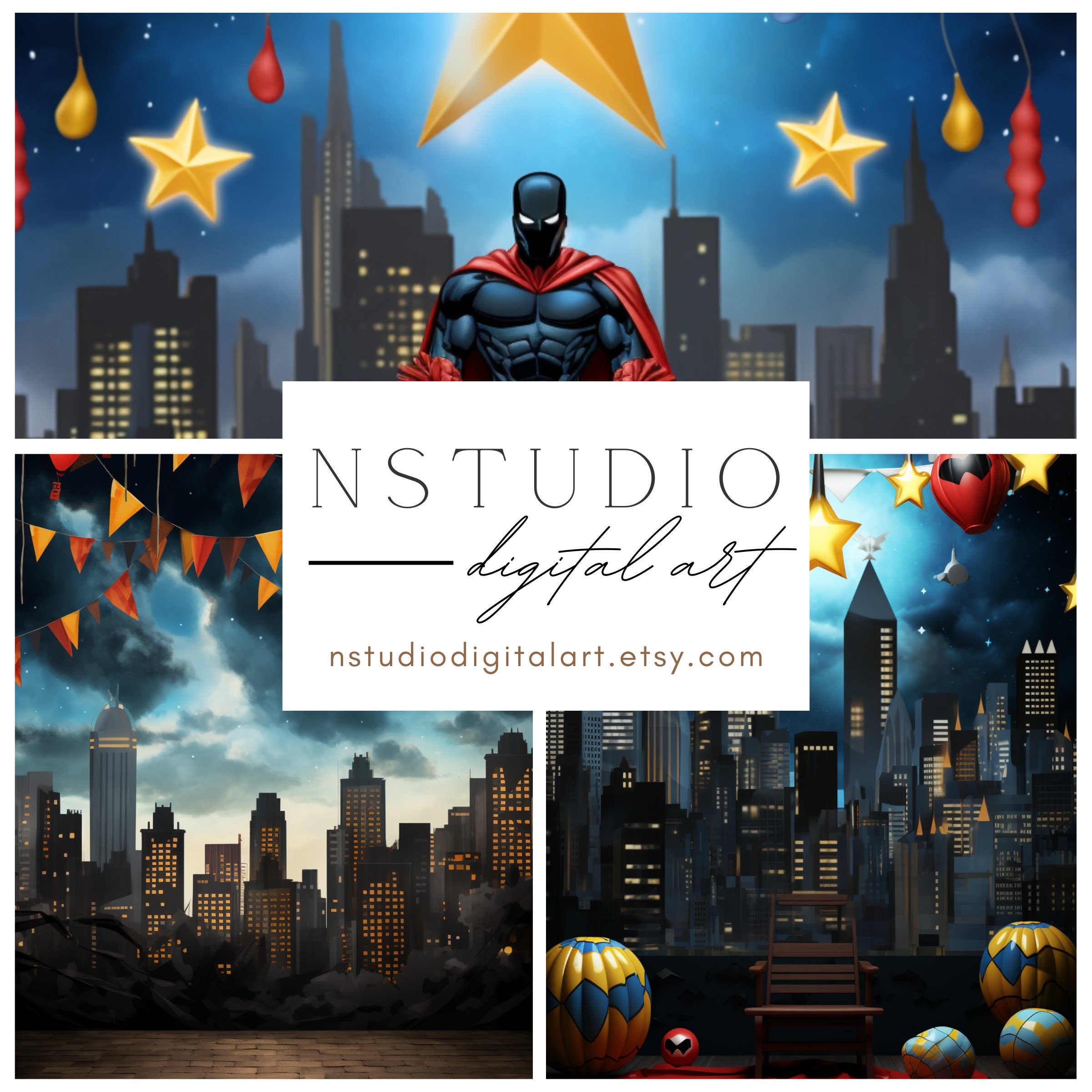 10 Superhero Backdrops for Kids and 1 Gift | Boys Birthday Party ...