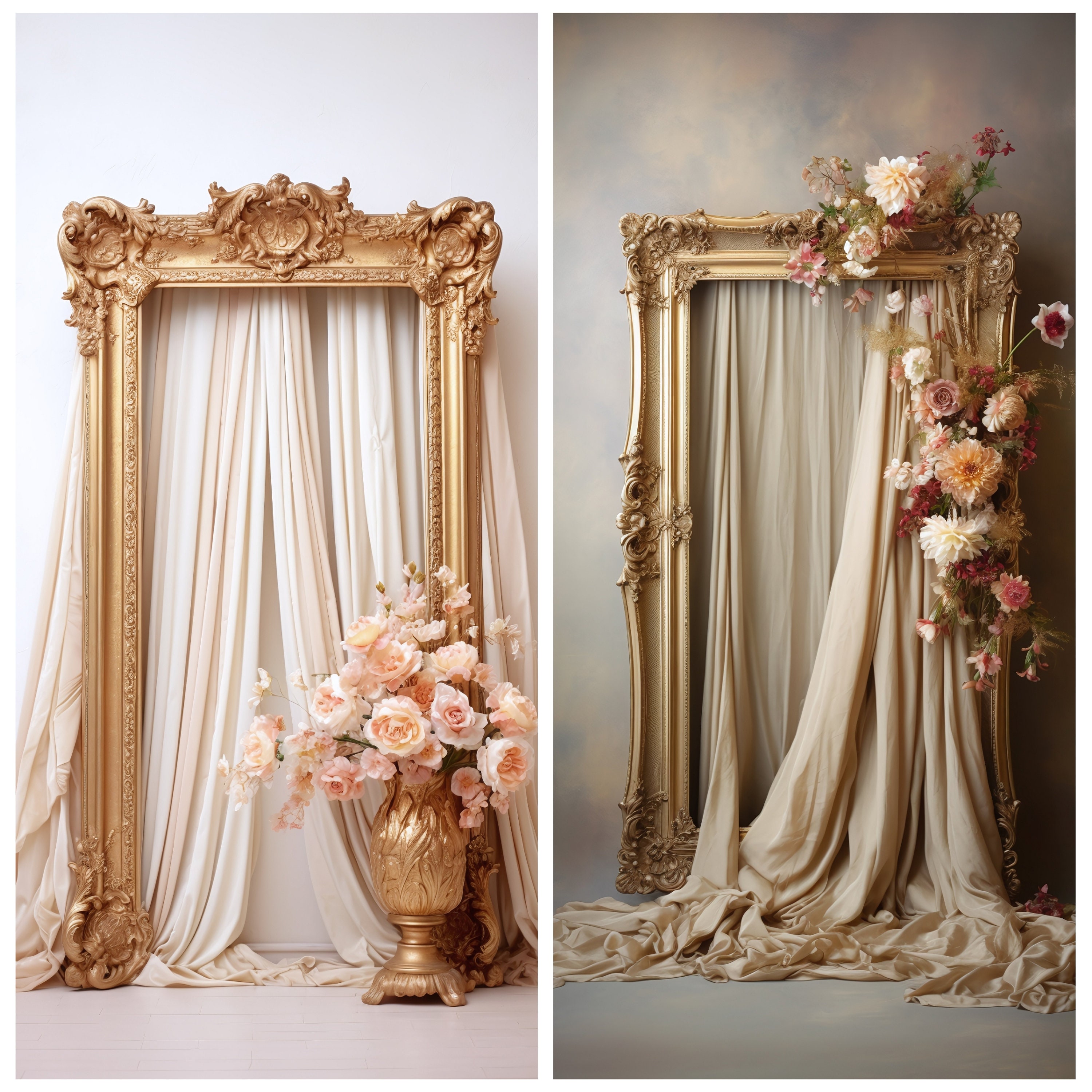 11 Vintage Gold Frame Photography Backdrops: Maternity & Wedding Photo ...