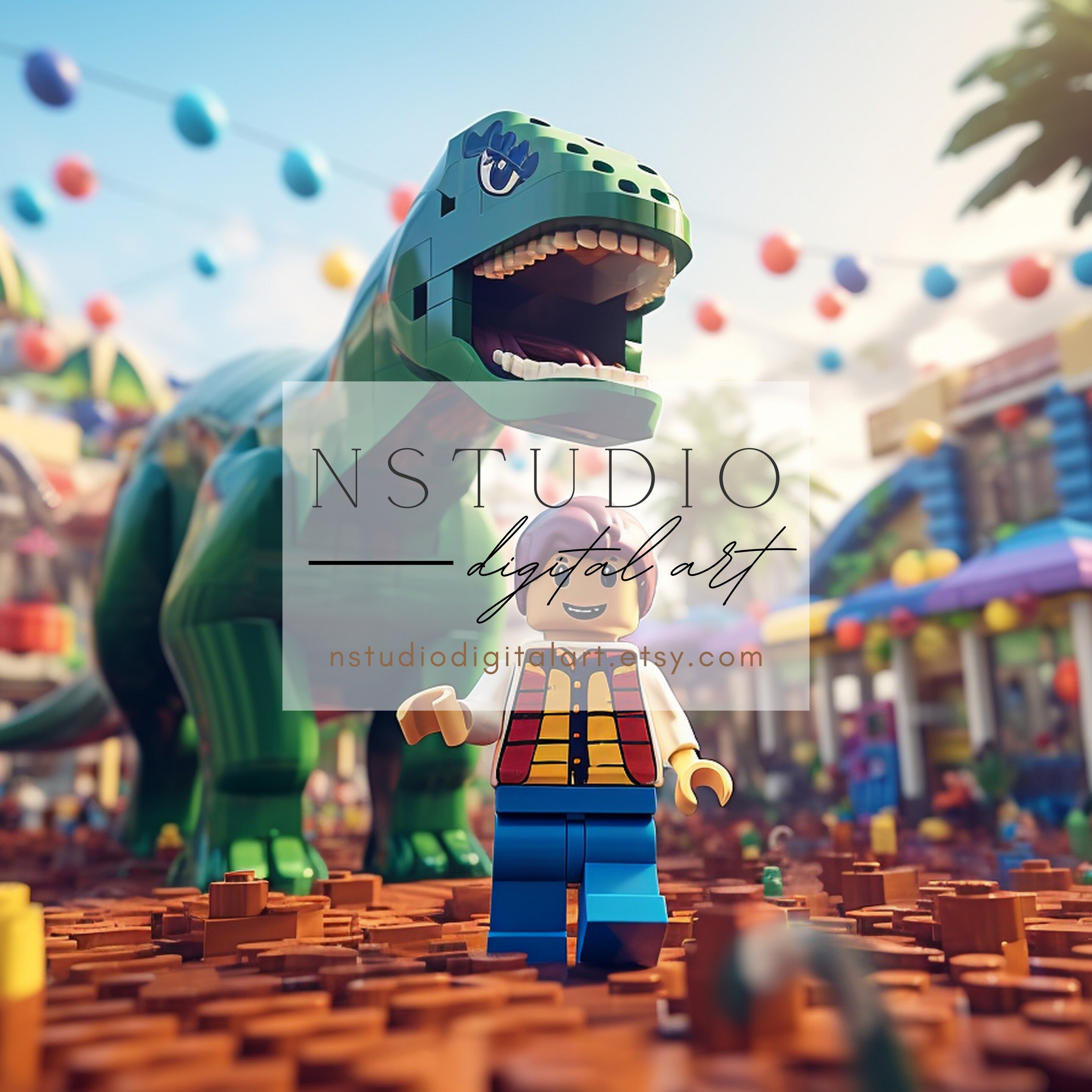 10 Kids Backdrops Building Blocks and Dinosaurs | Kids Party ...