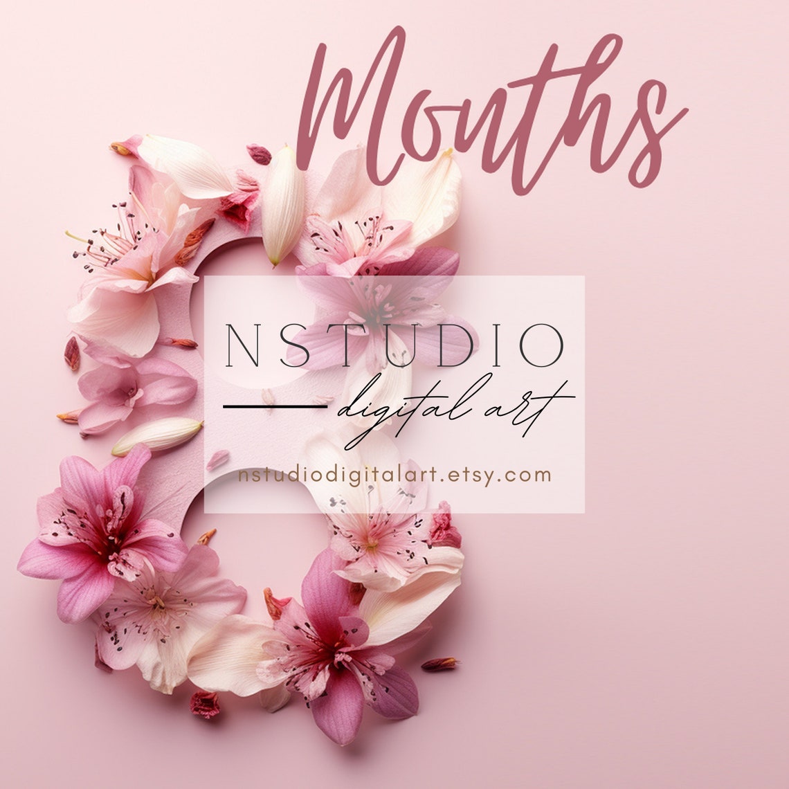 12 Baby Girl First Twelve Months Photography Backdrops Floral Pink ...