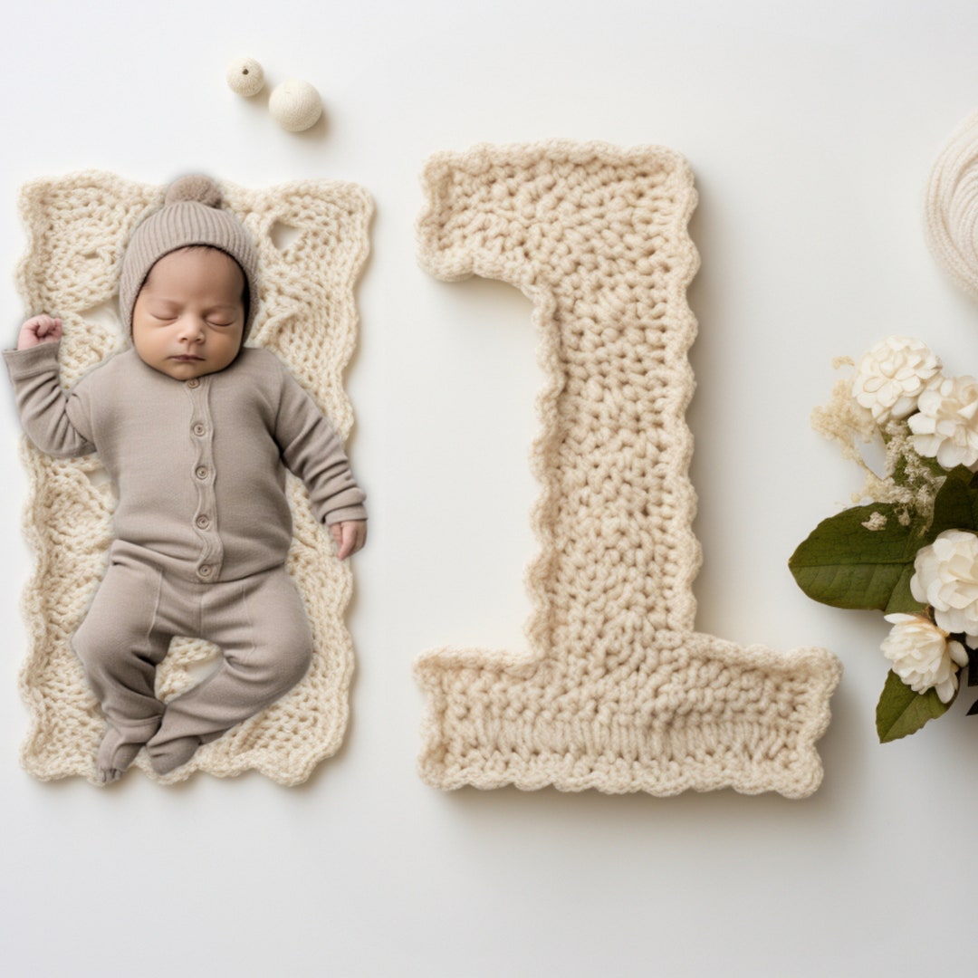 12 Baby First Twelve Months Photography Backdrops Knitted Beige Numbers ...