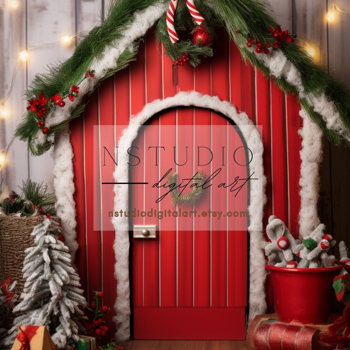 14 Christmas Decorated Dog Houses Backdrops Pet Christmas Photoshoot ...