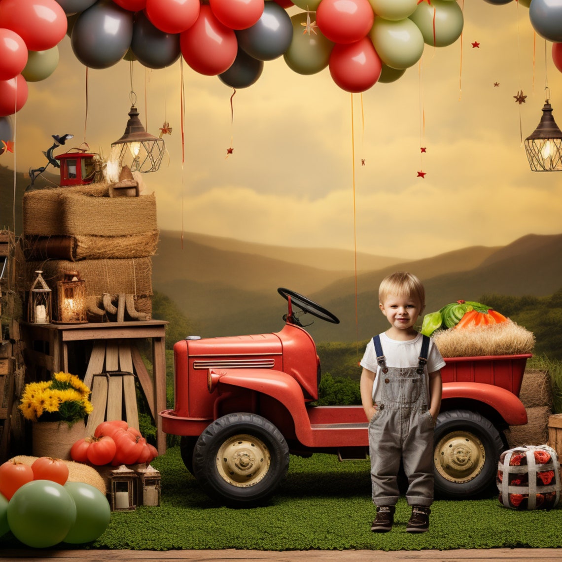 10 Kids Farmer Backdrops and 1 Gift Kids Birthday Party Photoshoot ...