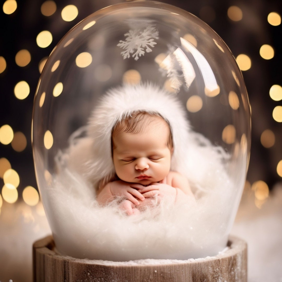 11 Baby Christmas Backdrops Snow Globes | Newborn Christmas Photoshoot ...