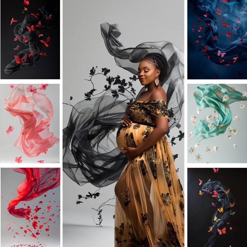 30 Silk Flower Butterfly Maternity Photography Backdrops (digital ...