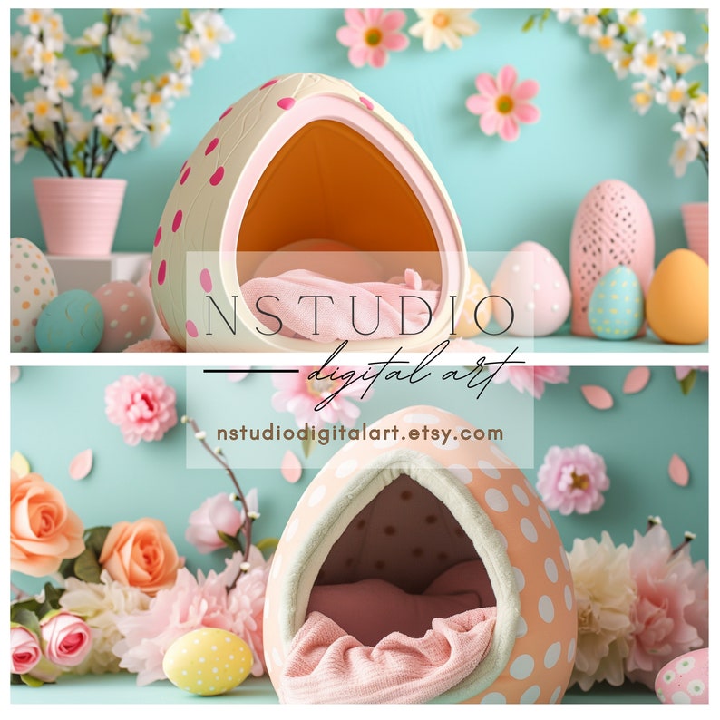 8 Easter Backdrops Bundle With Egg Shaped Dog Houses Easter Pet ...