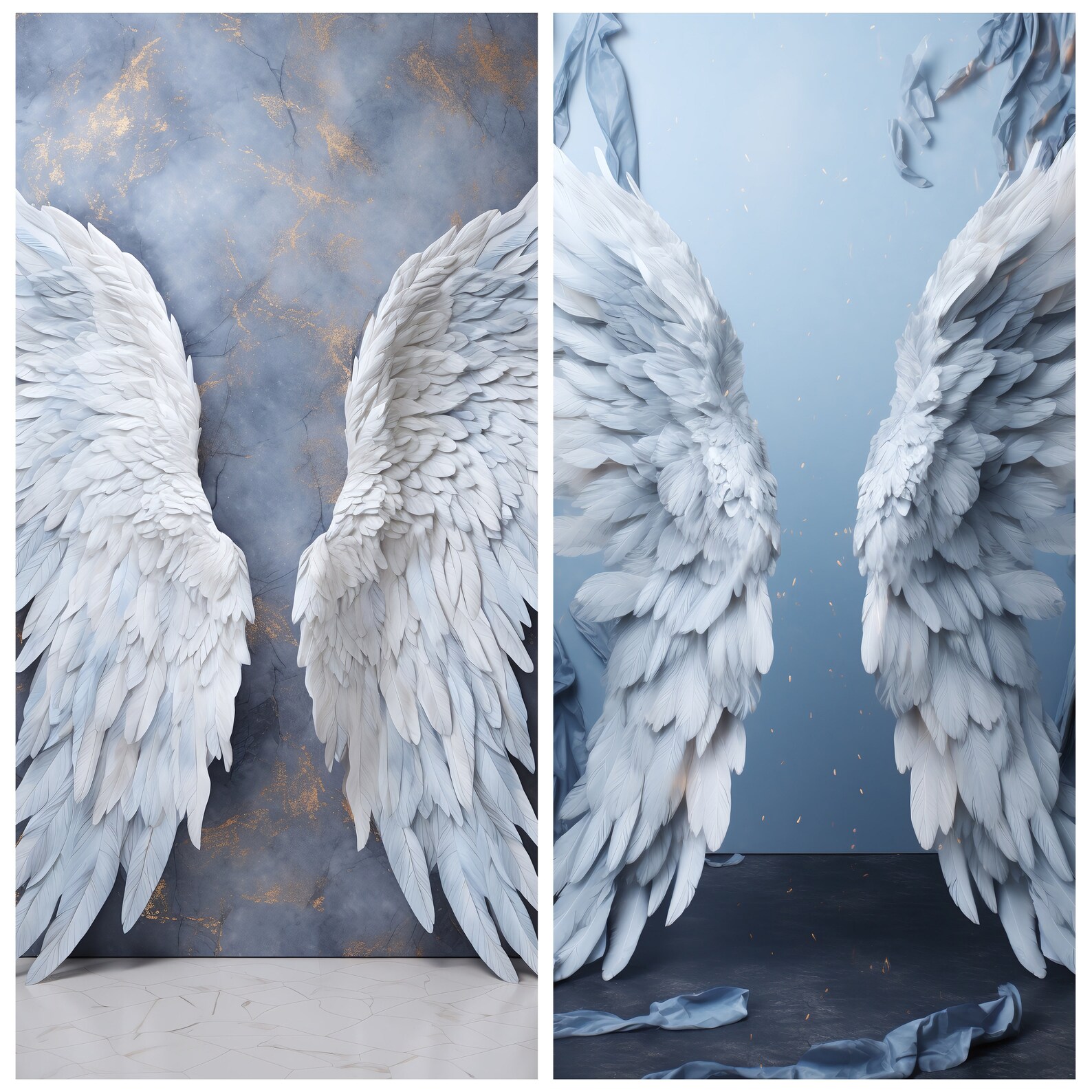 10 Blue Angel Wings Backdrop and 1 Gift Maternity Photoshoot Social ...