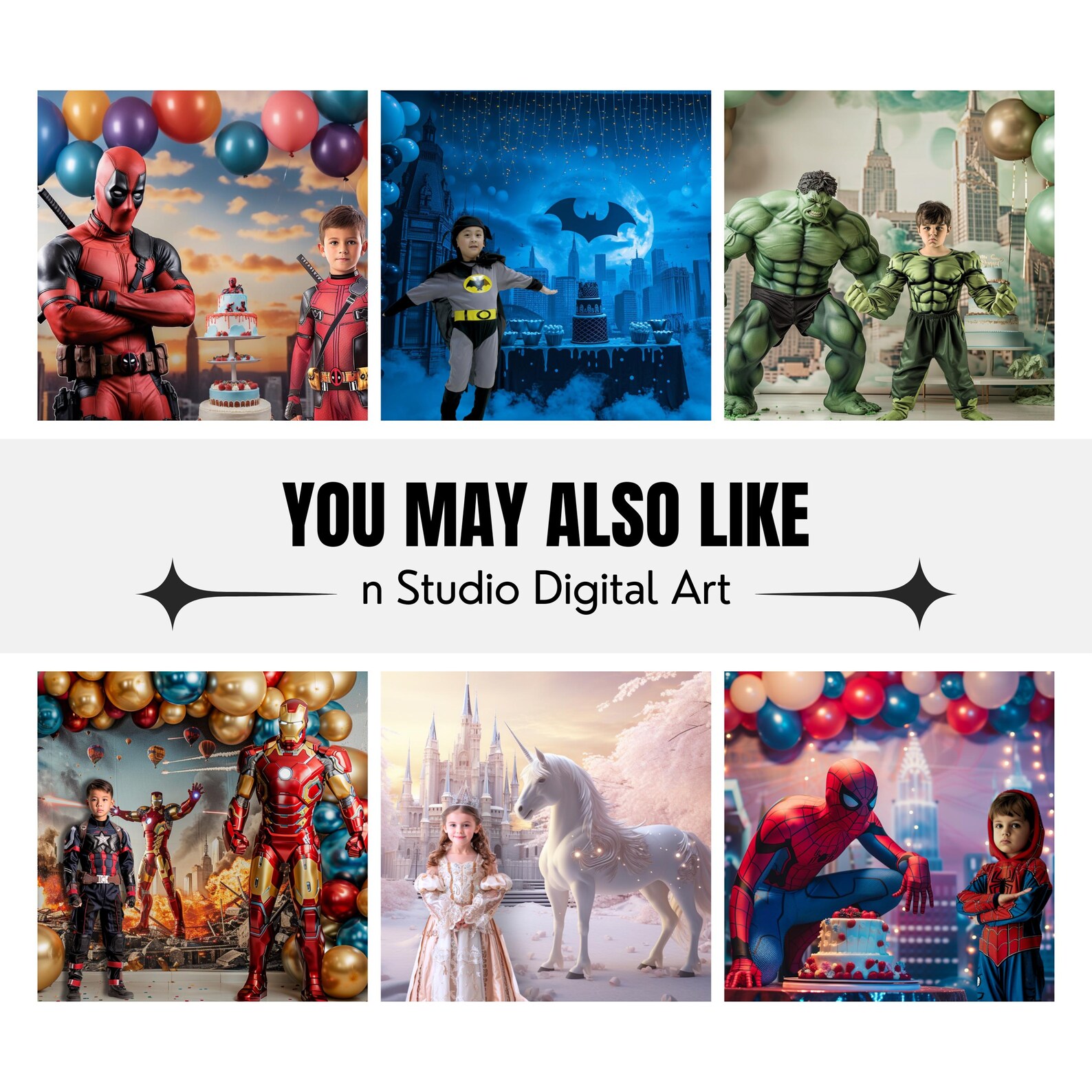 4 Comic Kids Birthday Party Photography Digital Backdrops, Superhero ...
