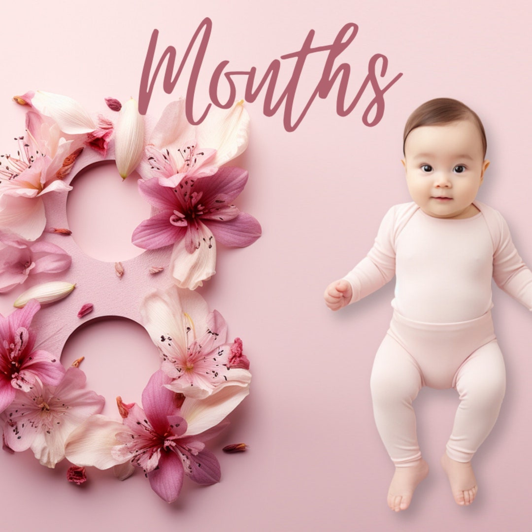 12 Baby Girl First Twelve Months Photography Backdrops Floral Pink ...