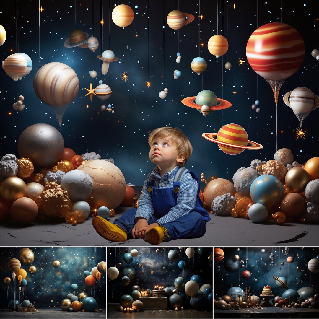 5 Space Birthday Photography Backdrops and 1 Gift | Space Themed ...