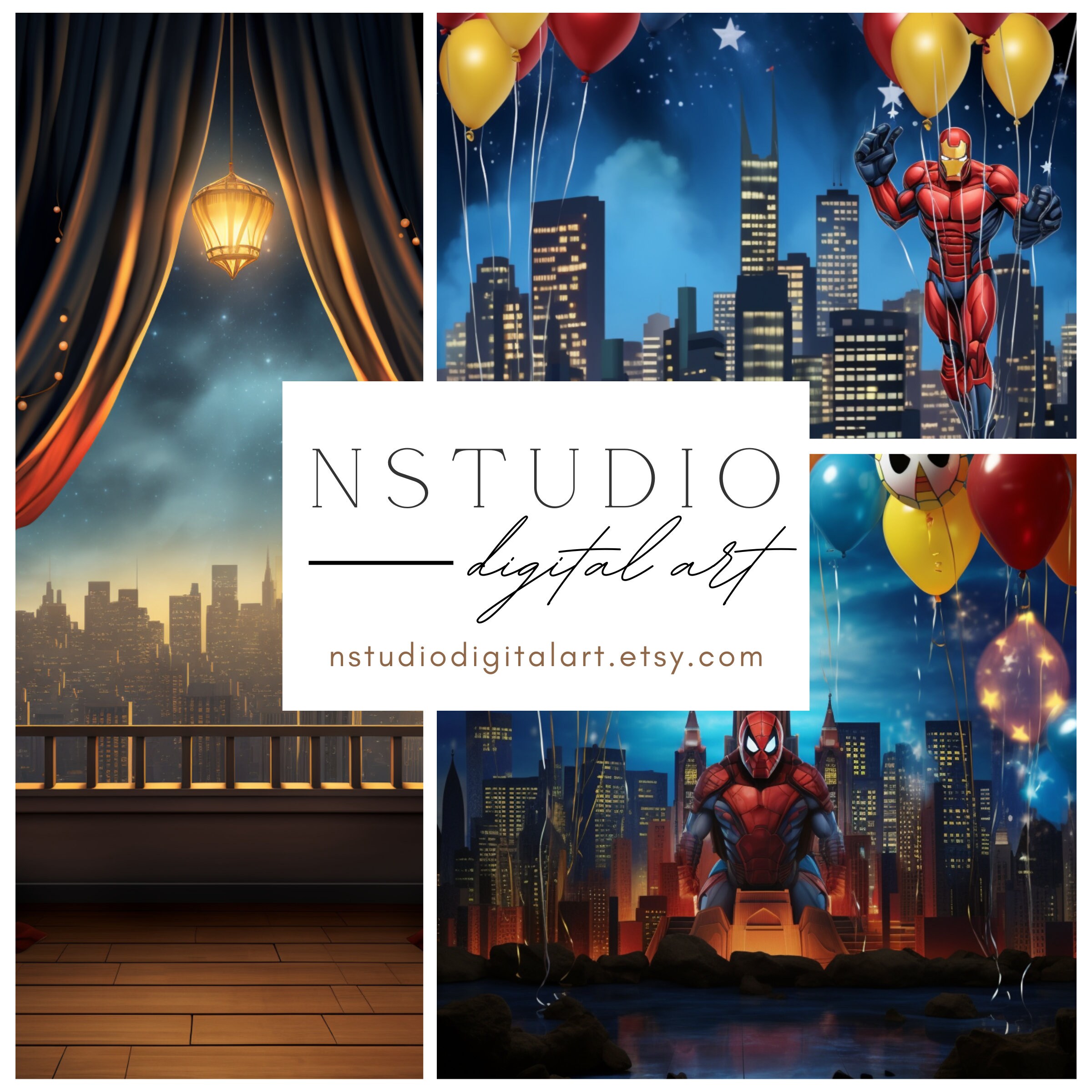 10 Superhero Backdrops for Kids and 1 Gift | Boys Birthday Party Photoshoot | City Photo Props ...