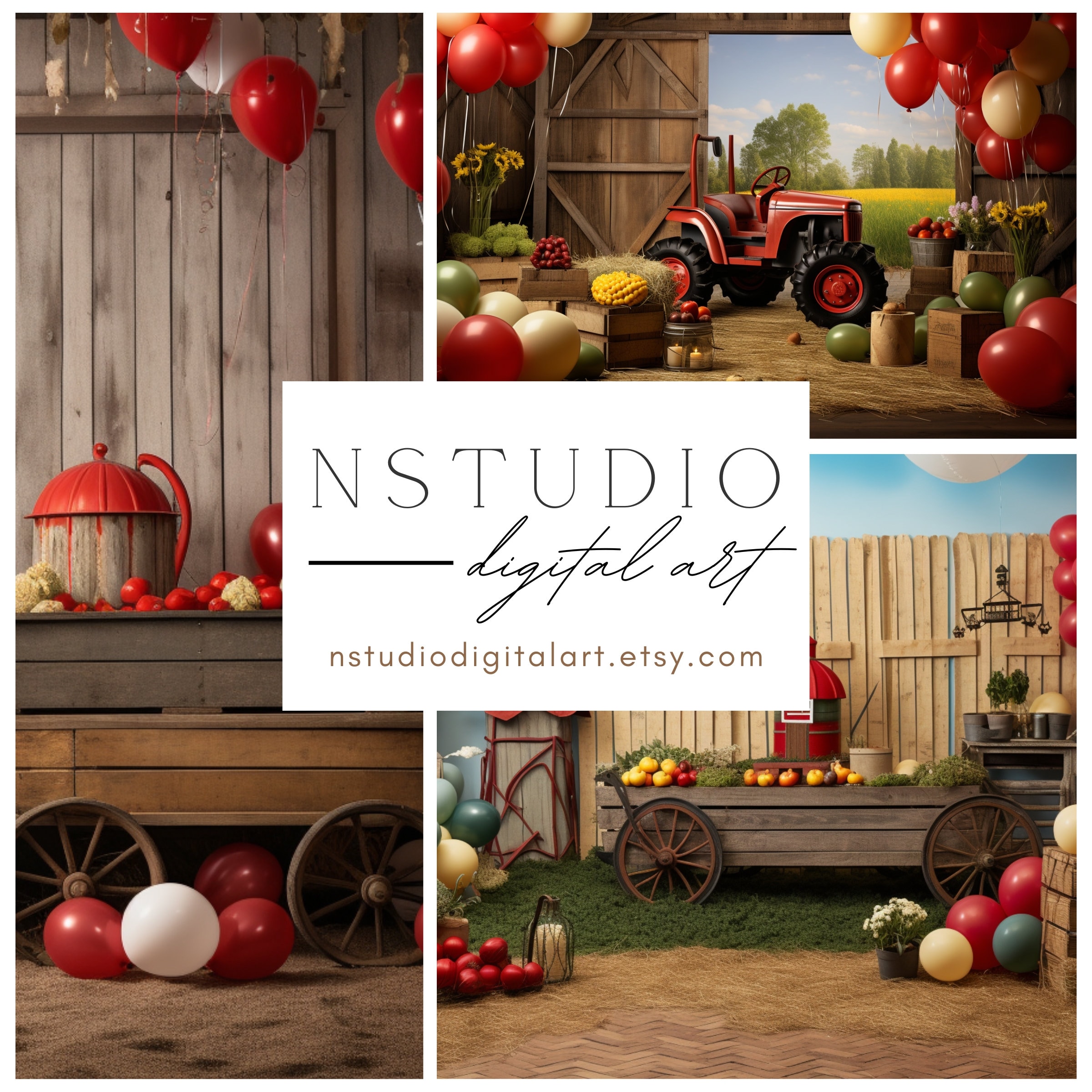 10 Kids Farmer Backdrops and 1 Gift Kids Birthday Party Photoshoot ...