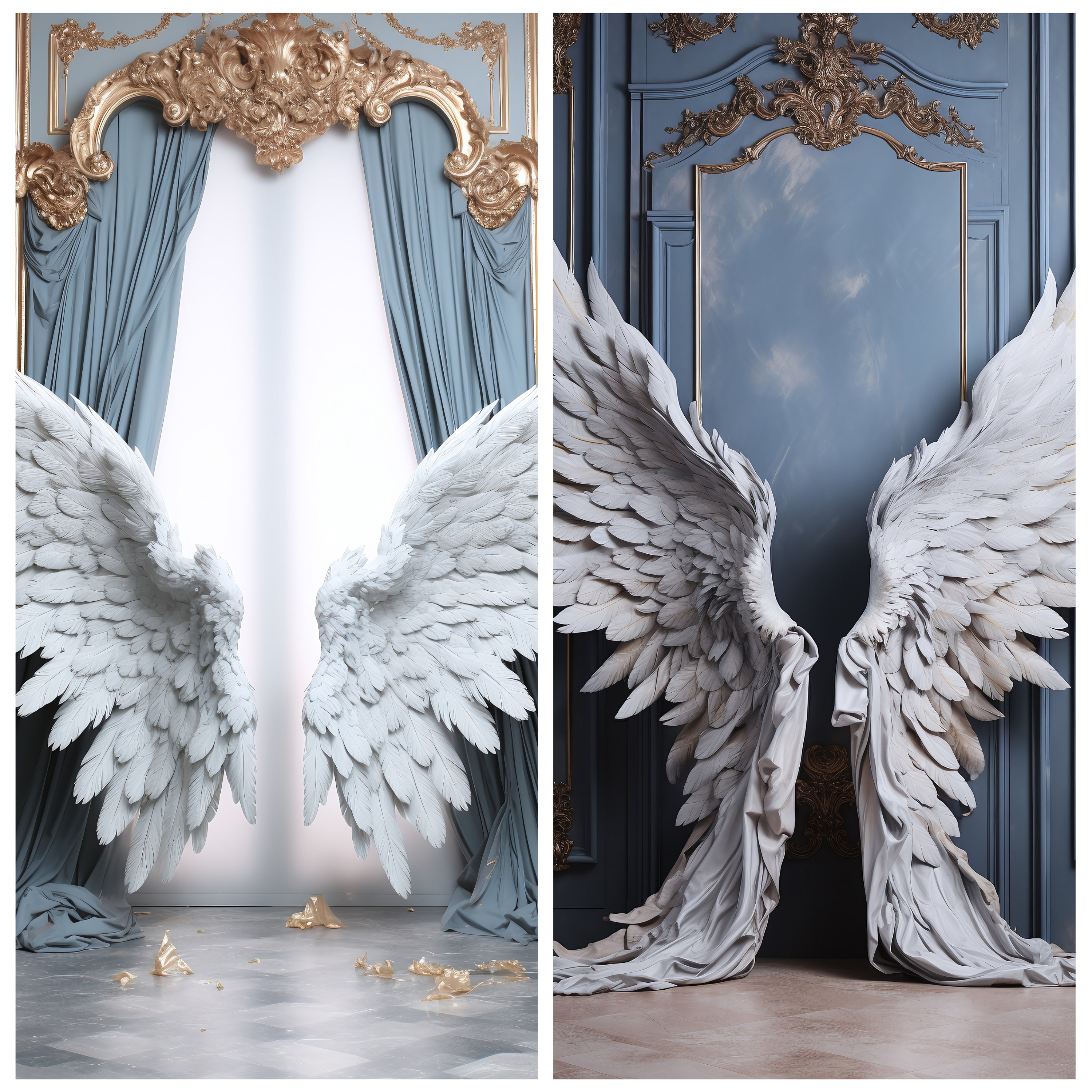 10 Blue Angel Wings Backdrop and 1 Gift Maternity Photoshoot Social ...