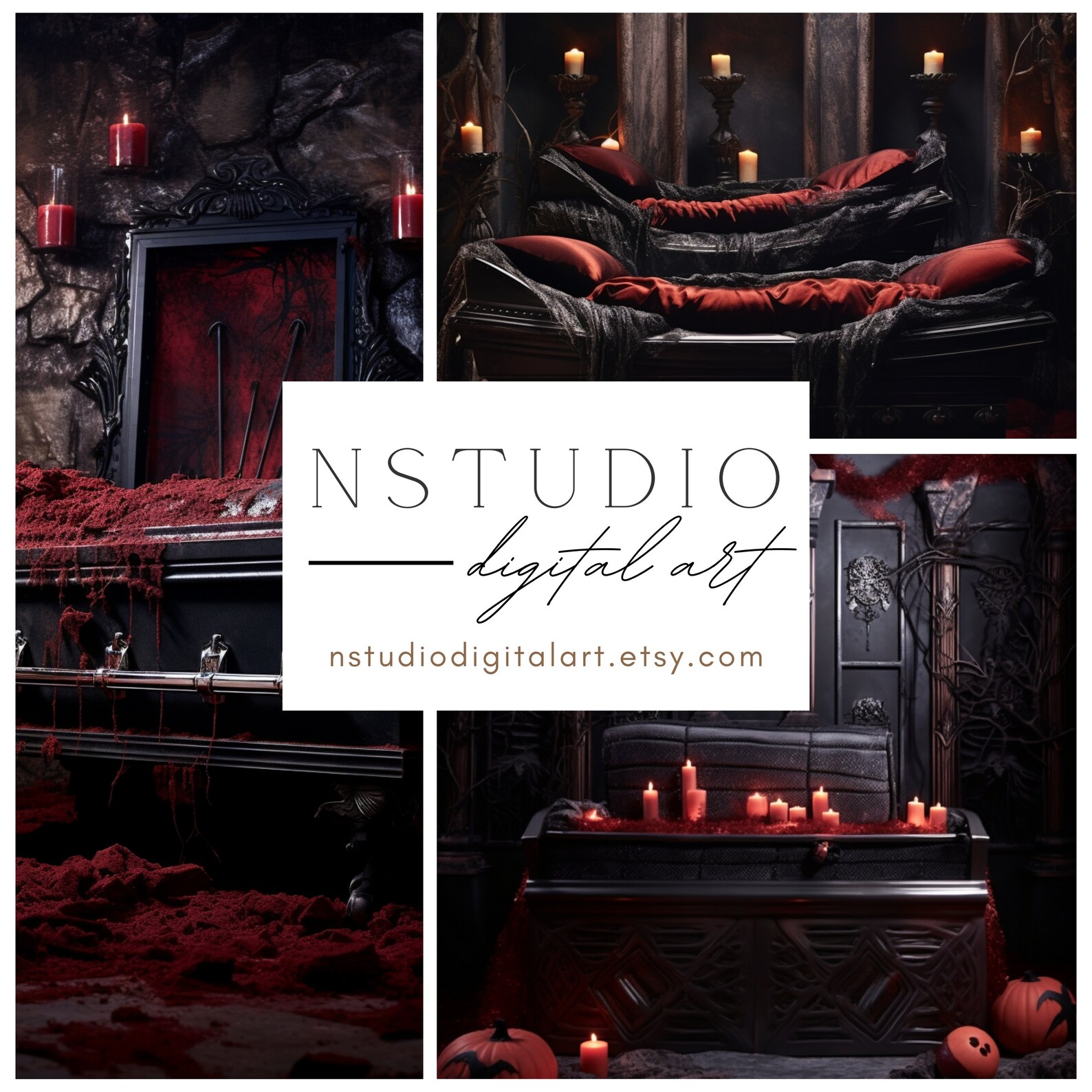 11 Vampire Coffin Halloween Spooky Photography Digital Backdrops ...
