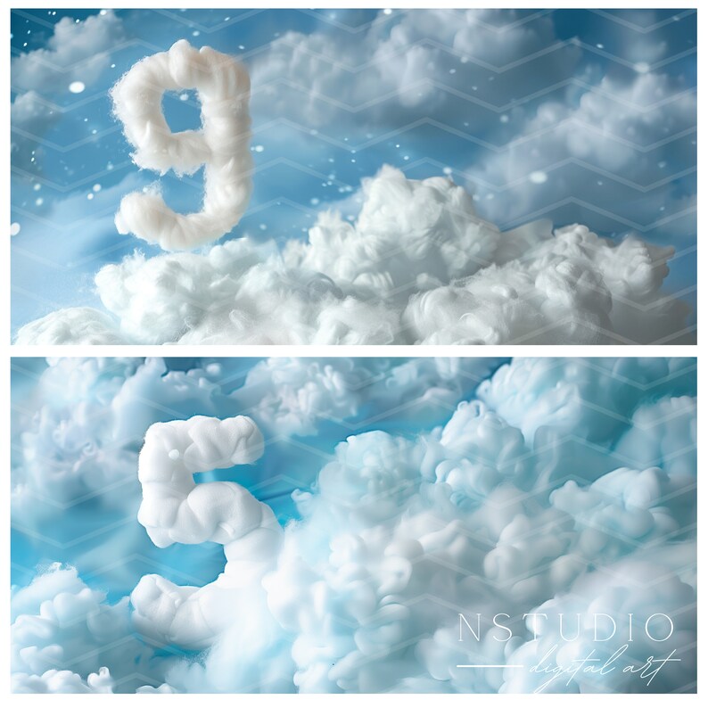 Newborn First Year Milestone Sky Photography Digital Backdrops: Cotton ...
