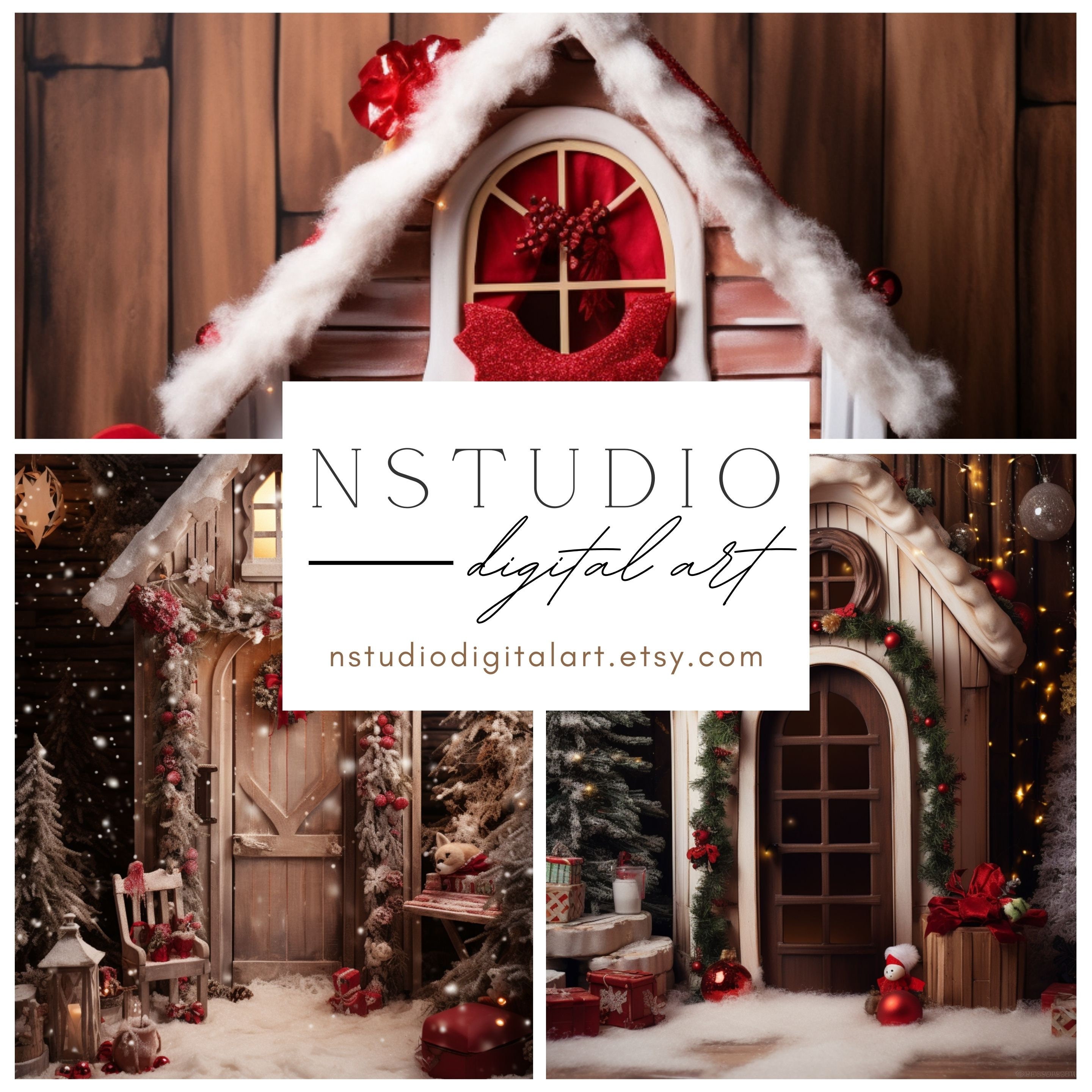 14 Christmas Decorated Dog Houses Backdrops | Pet Christmas Photoshoot ...