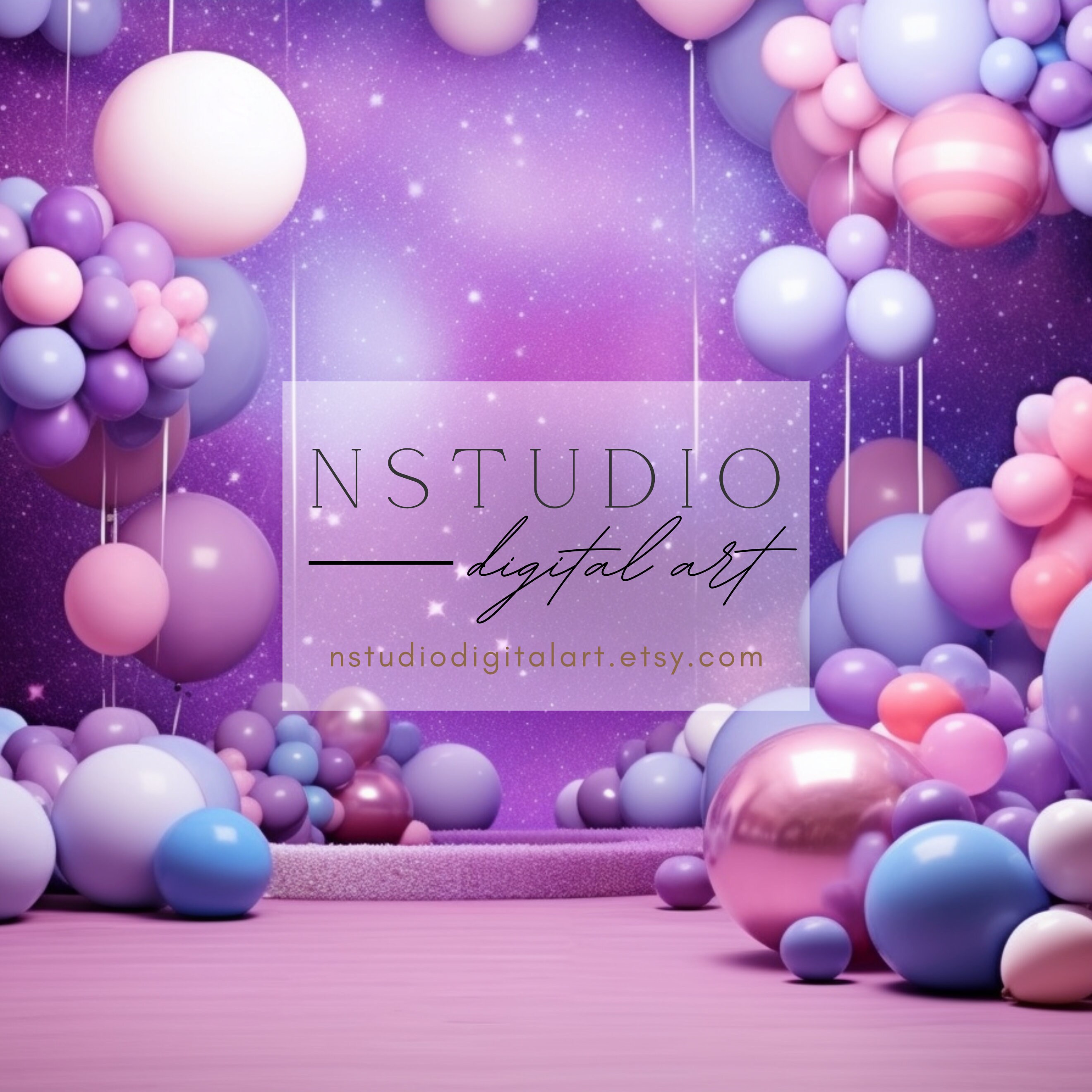 6 Digital Space Birthday Photography Backdrops and 1 Gift Pink and ...