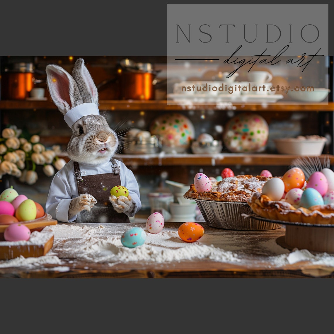 6 Easter Digital Backdrop Bunny Chef Bakery, Kids Easter Photoshoot ...