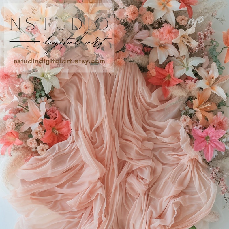 10 Maternity Backdrops With Flowers and Veils Lying Down Maternity ...