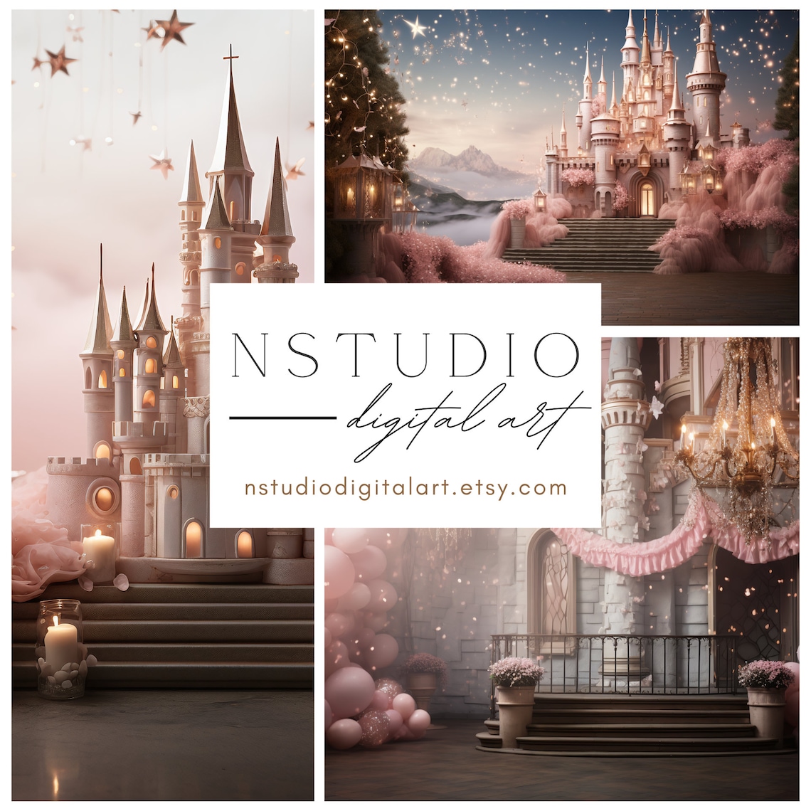 6 Birthday Girls Photography Digital Backdrops Fairytale Castles ...