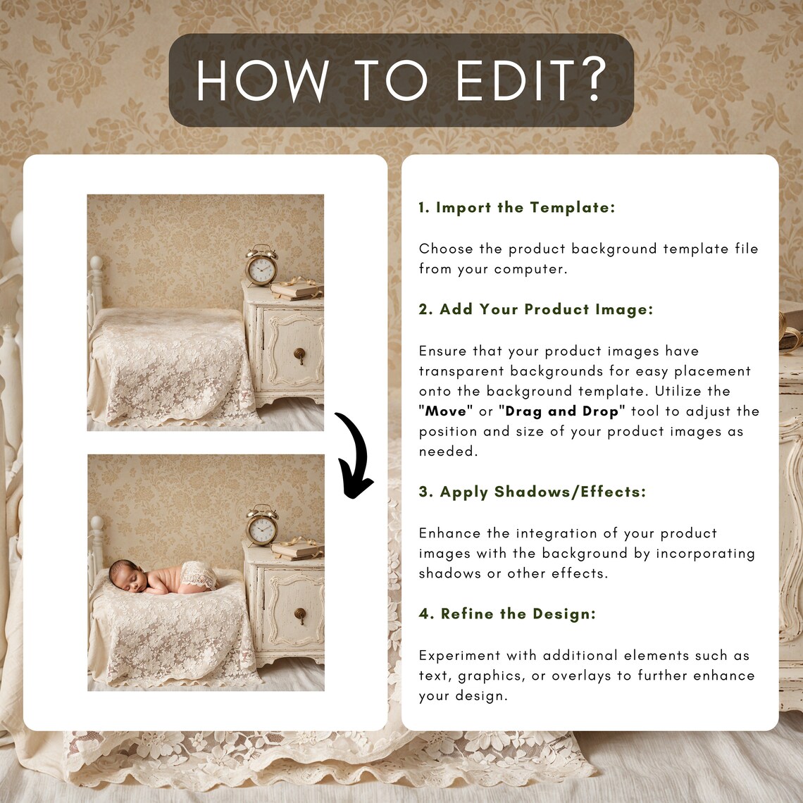 Newborn Baby Digital Photography Backdrop Vintage Baby Room, Toddlers ...