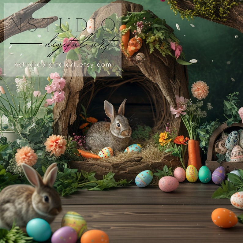 11 Easter Kid Backdrops With Rabbits and Colorful Eggs | Little Kids Easter Photoshoot | Easter ...