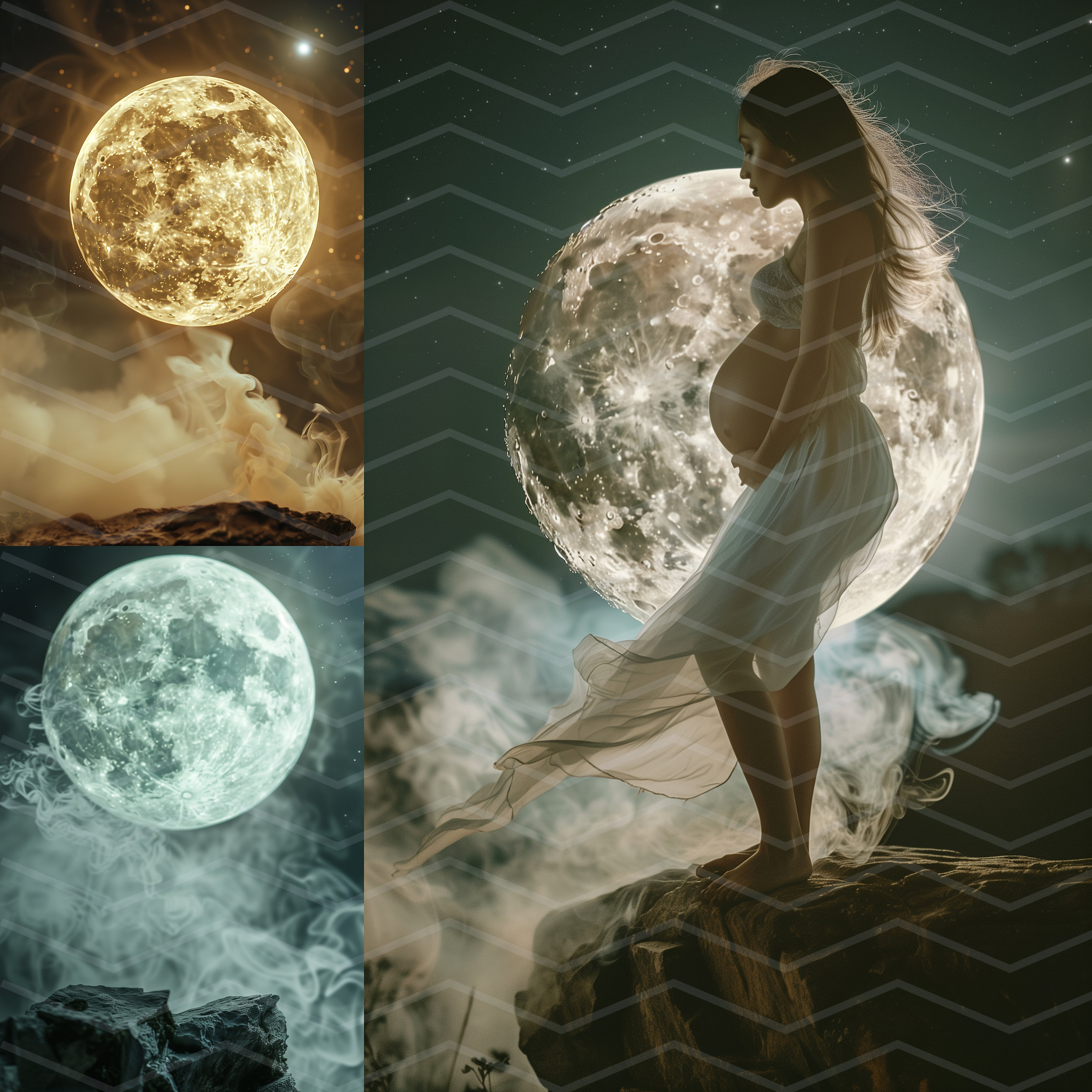 10 Full Moon Maternity Photography Digital Backdrops, Foggy Night Photo ...