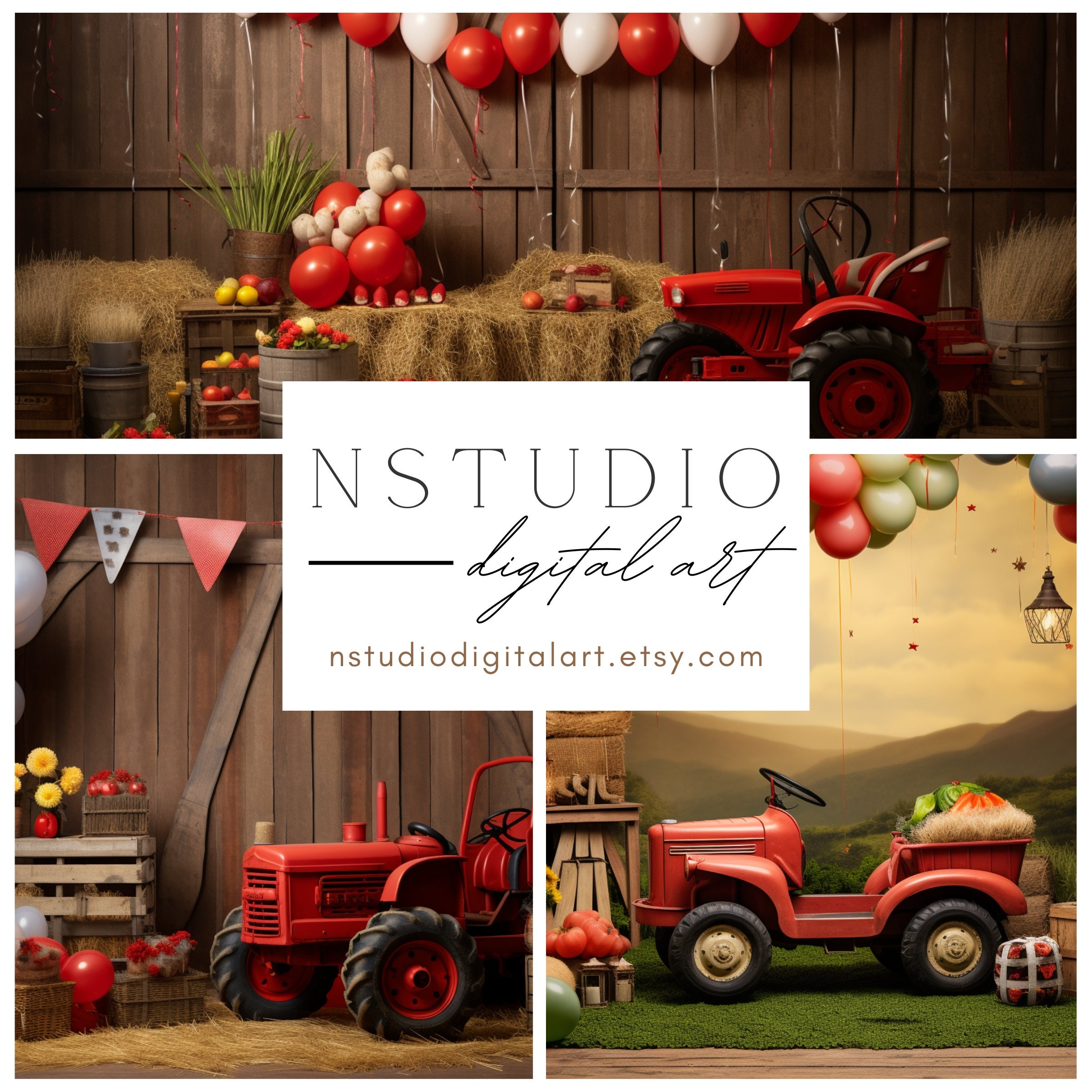 10 Kids Farmer Backdrops and 1 Gift Kids Birthday Party Photoshoot ...