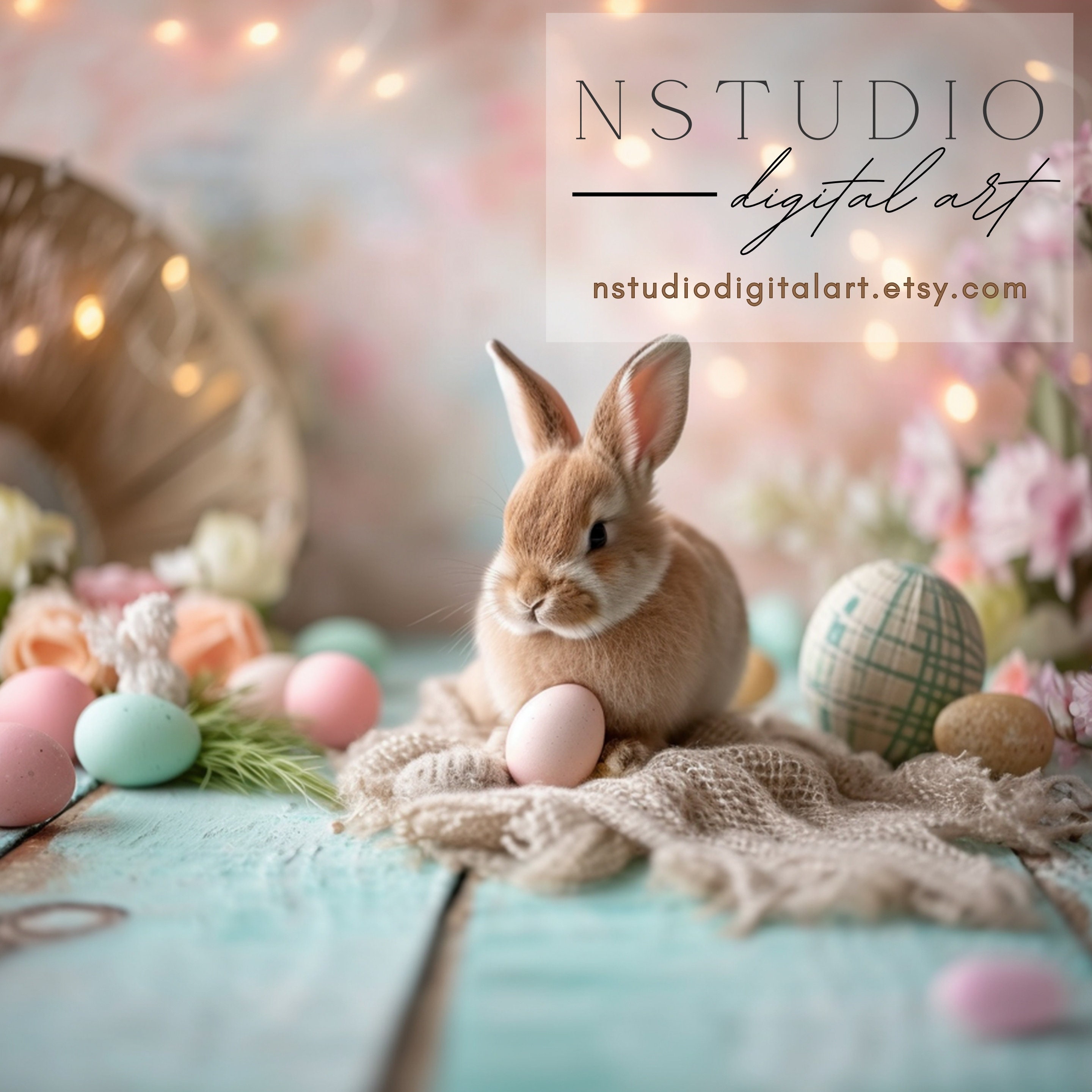 7 Rustic Easter Kid Backdrops With Rabbits and Colorful Eggs Kids ...