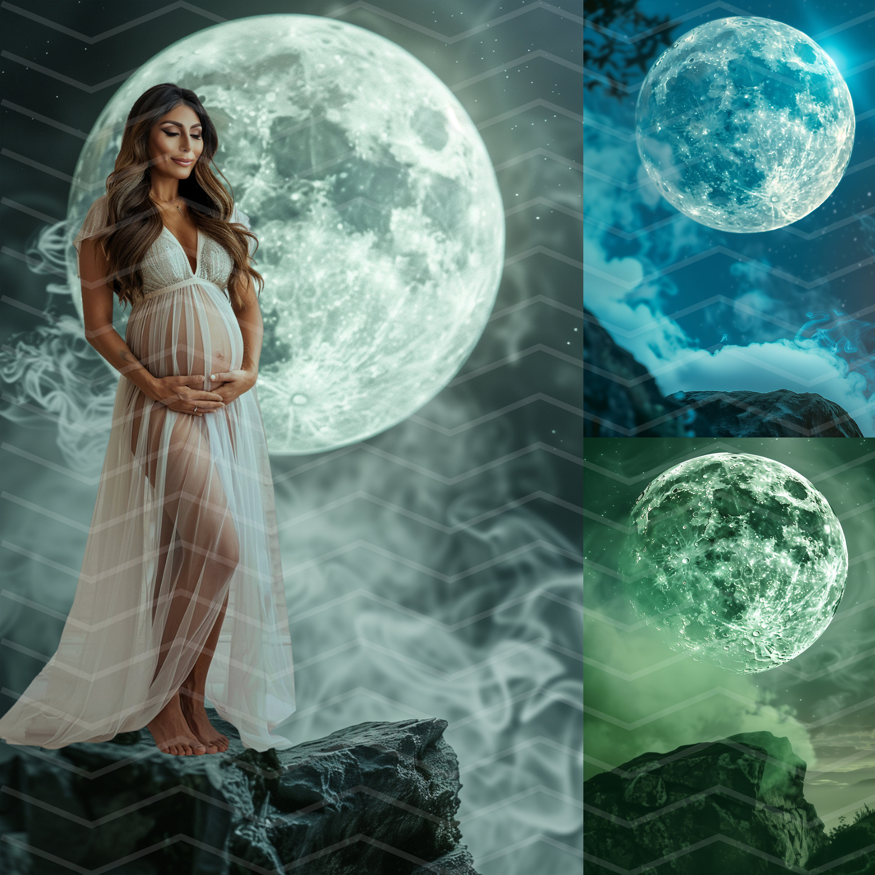 10 Full Moon Maternity Photography Digital Backdrops, Foggy Night Photo ...