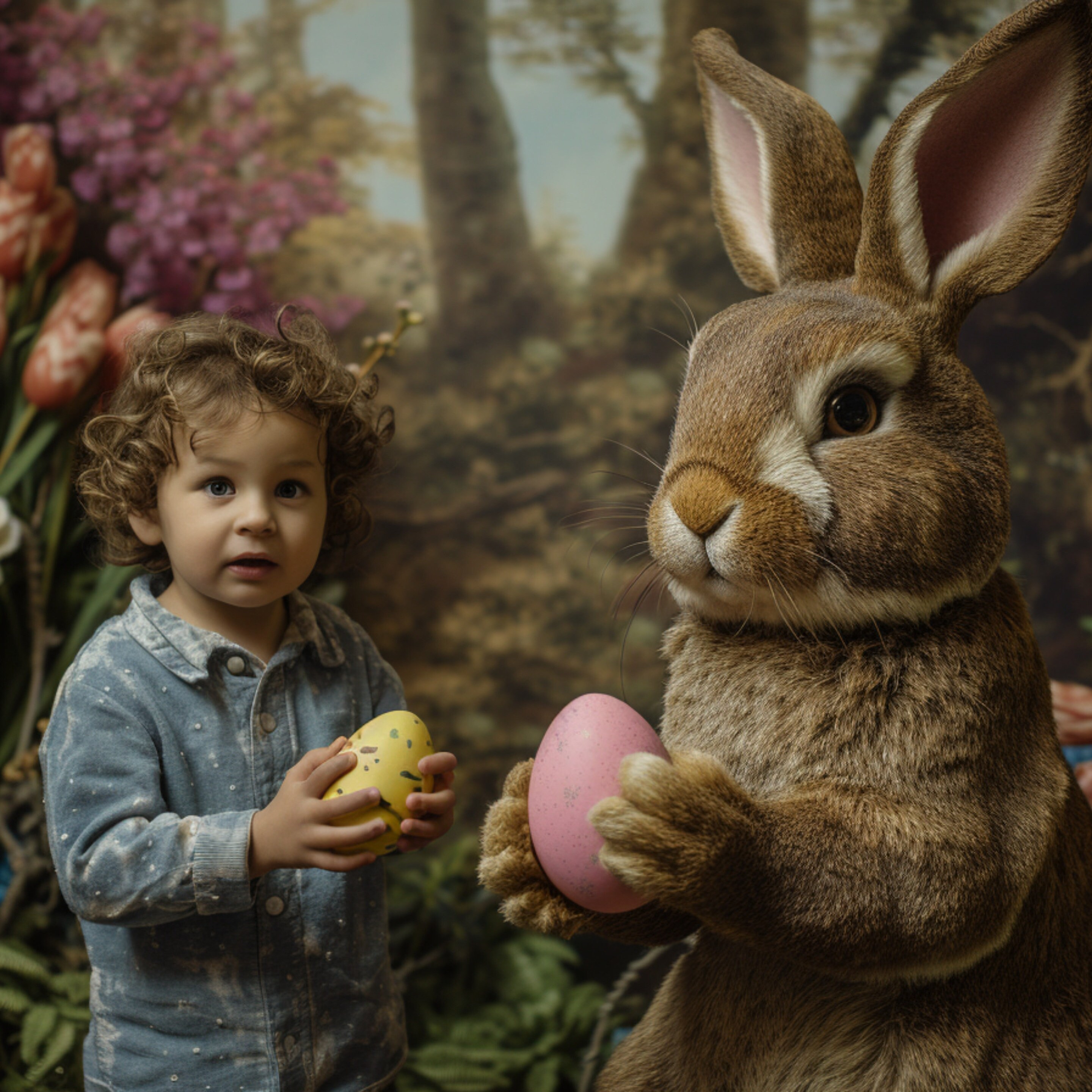 12 Easter Photography Digital Backdrops Bunny Holding Colorful Eggs ...