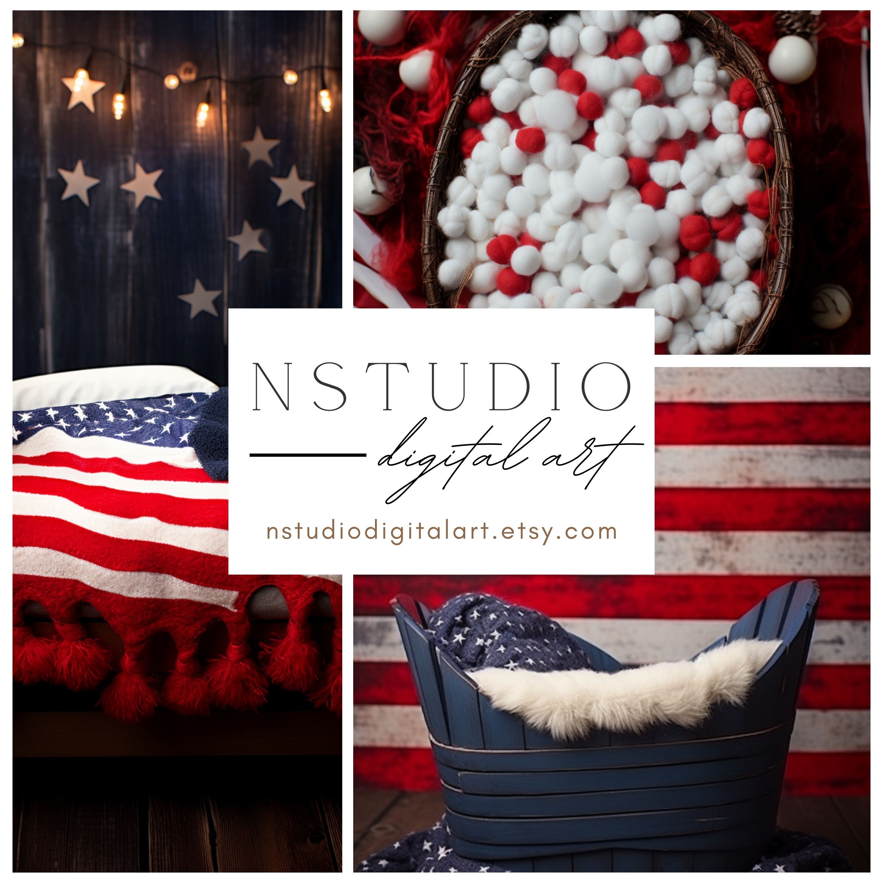 10 American Patriotic Baby Backdrops Newborn Photoshoot Baskets and USA ...