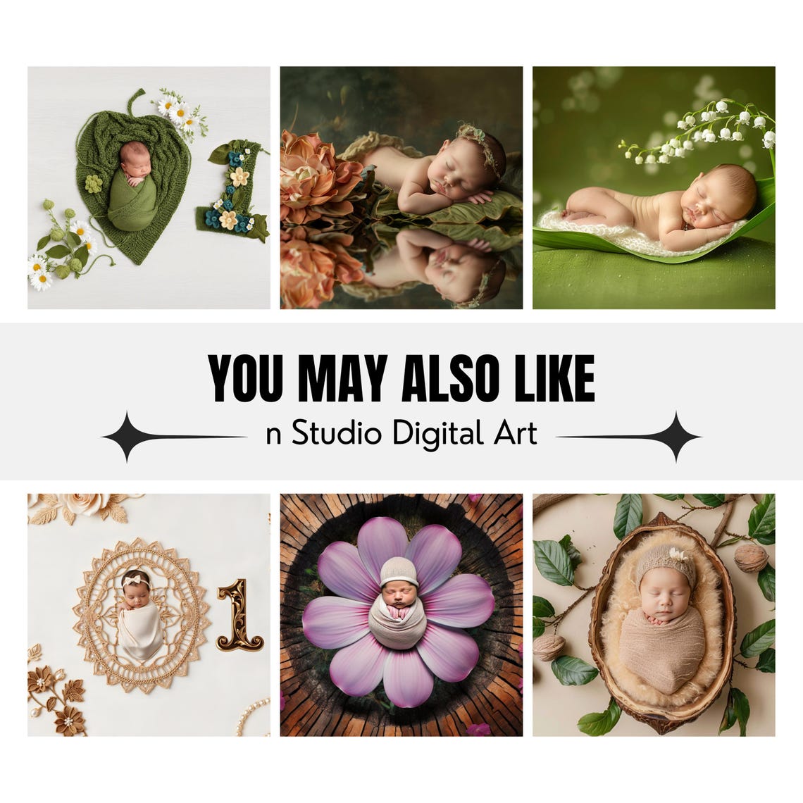 12 Newborn Monthly Floral Macrame Photography Digital Backdrops, First ...