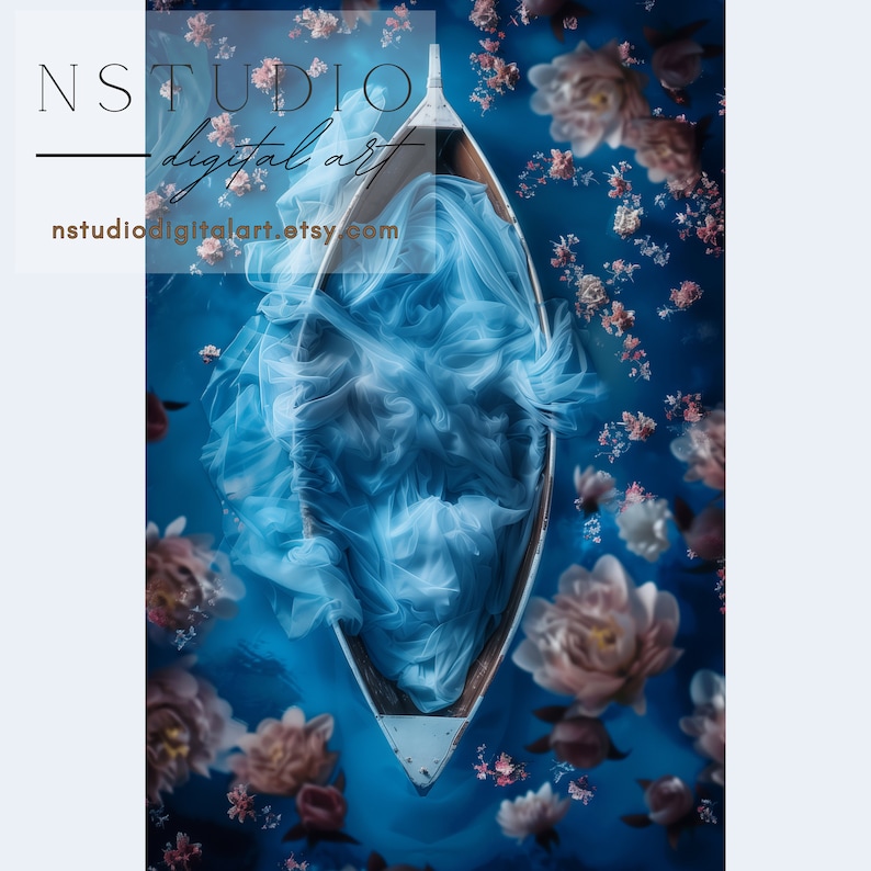 3 Maternity Portrait Photography Digital Backdrops, Floral Boats ...