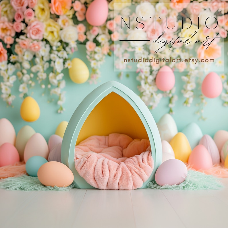 8 Easter Backdrops Bundle With Egg Shaped Dog Houses Easter Pet ...