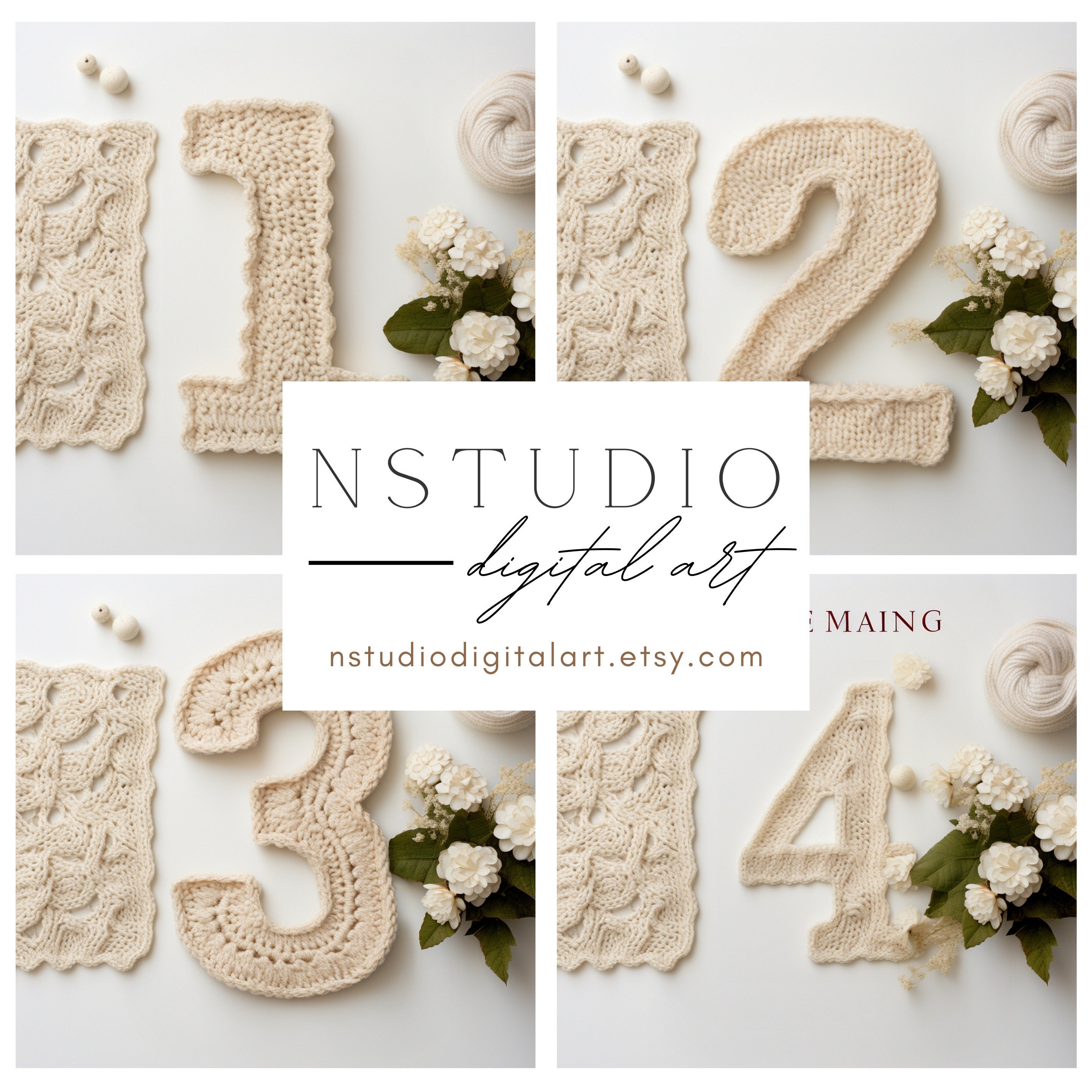 12 Baby First Twelve Months Photography Backdrops Knitted Beige Numbers ...