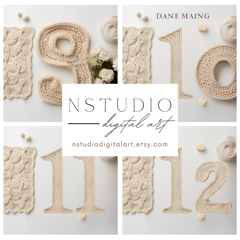 12 Baby First Twelve Months Photography Backdrops Knitted Beige Numbers ...