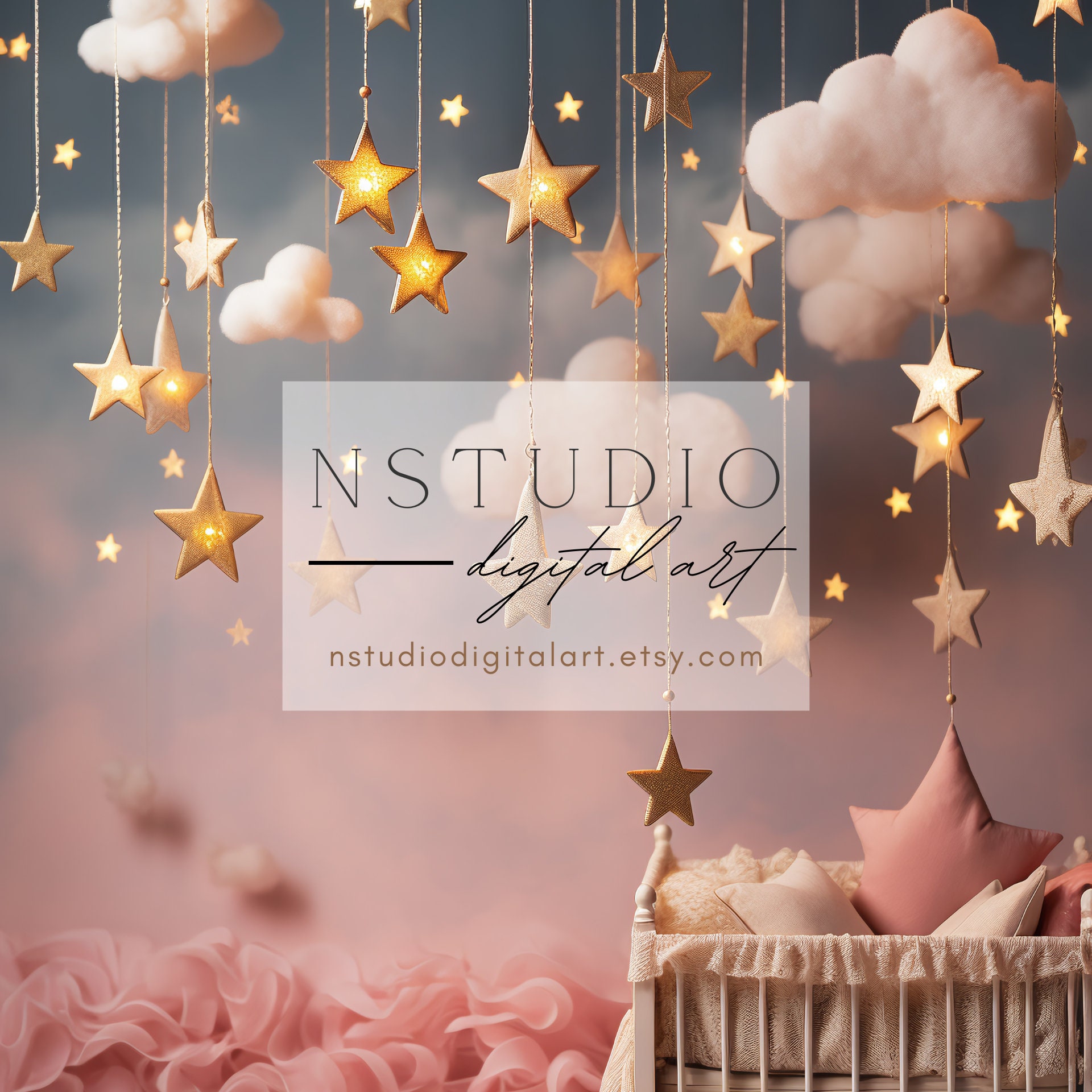 16 Wonder World Newborn Digital Backdrops: Clouds and Stars, Baby ...