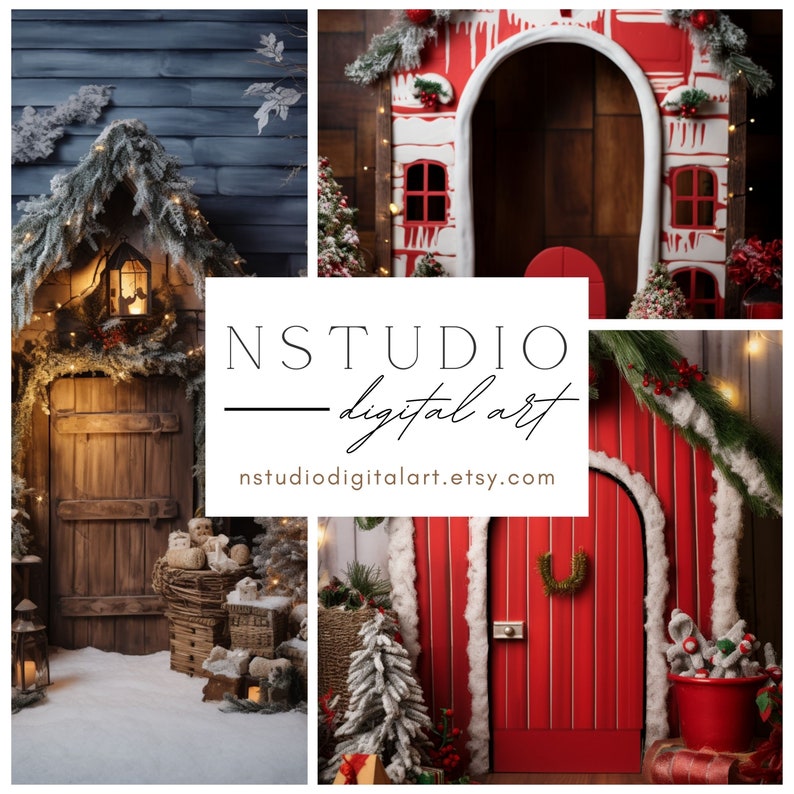 14 Christmas Decorated Dog Houses Backdrops | Pet Christmas Photoshoot ...