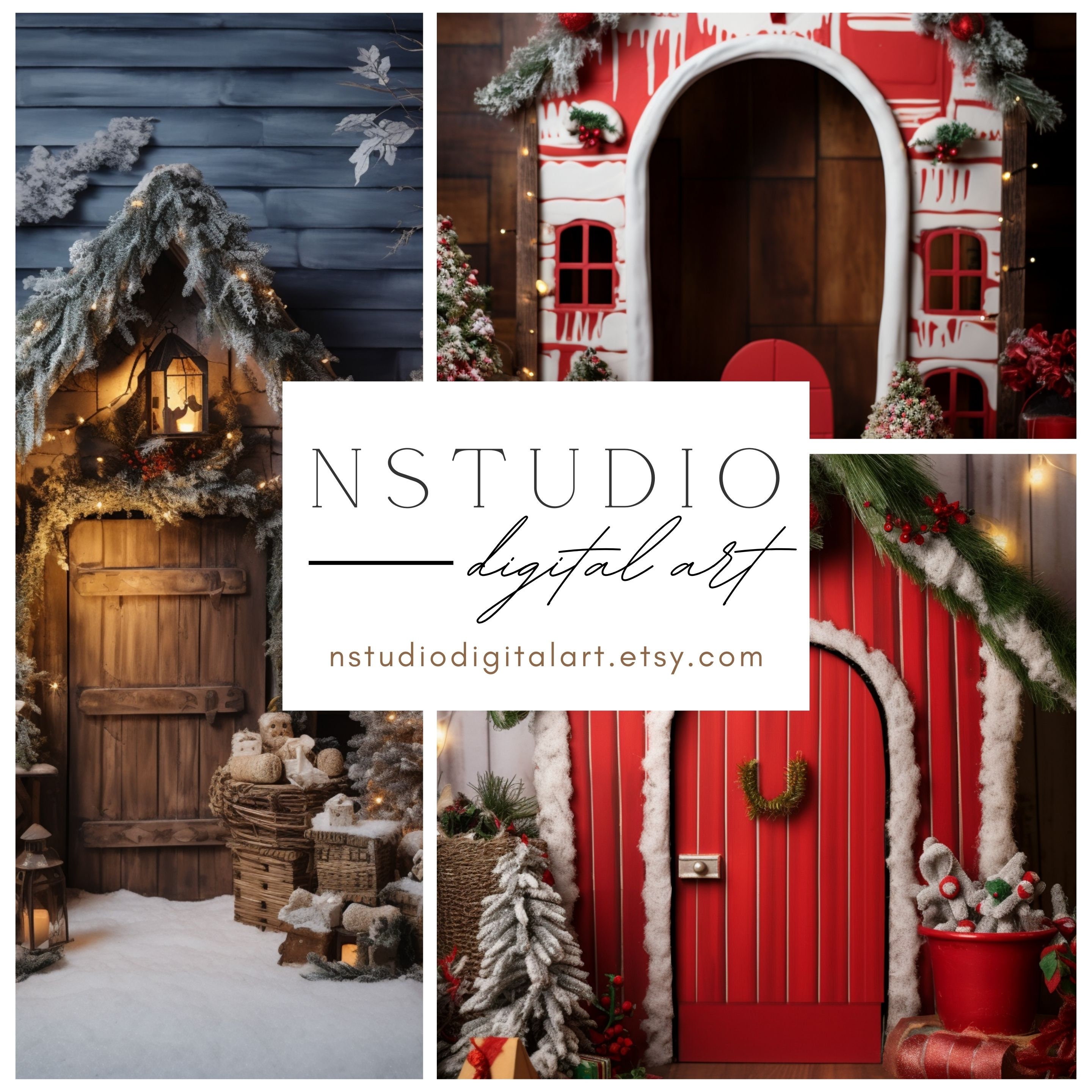 14 Christmas Decorated Dog Houses Backdrops | Pet Christmas Photoshoot ...
