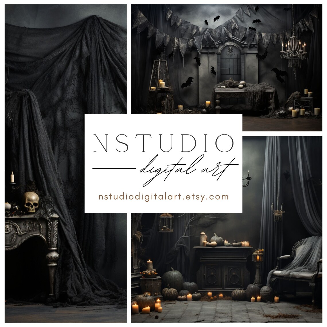 5 Gothic Halloween Photography Backdrops and 1 Free | Gothic Party ...