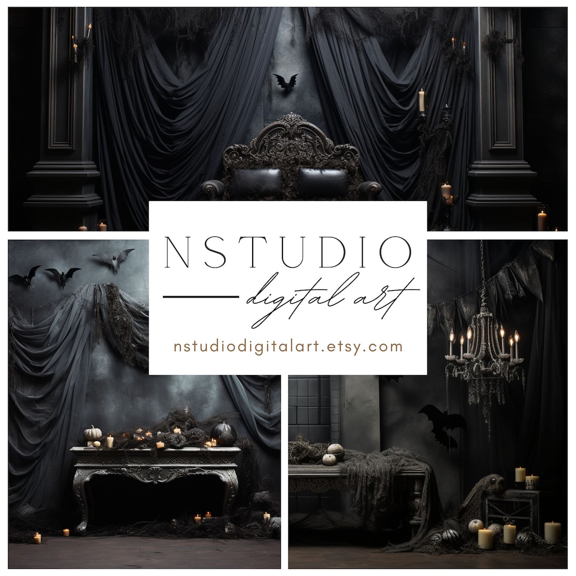 5 Gothic Halloween Photography Backdrops and 1 Free | Gothic Party ...
