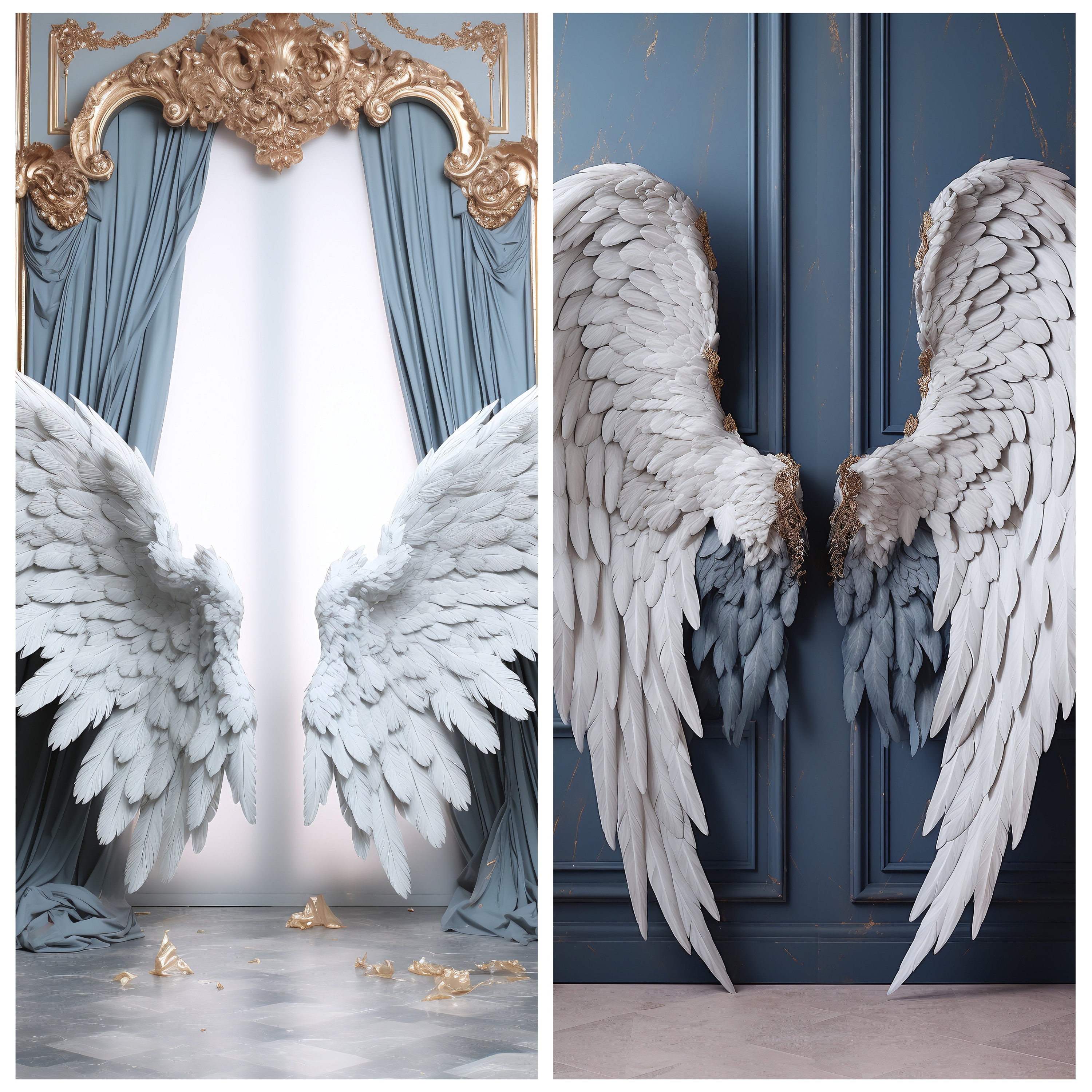 10 Blue Angel Wings Backdrop and 1 Gift Maternity Photoshoot Social ...