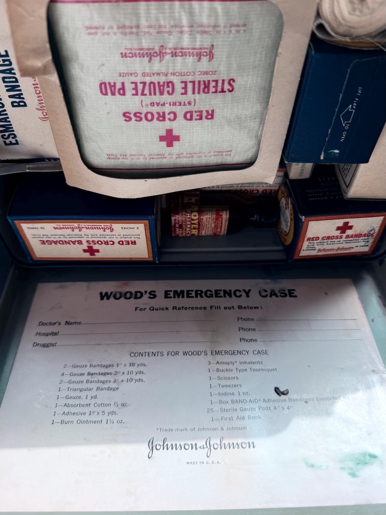 Vintage Johnson & Johnson First Aid Kit | Metal Medical Box With ...