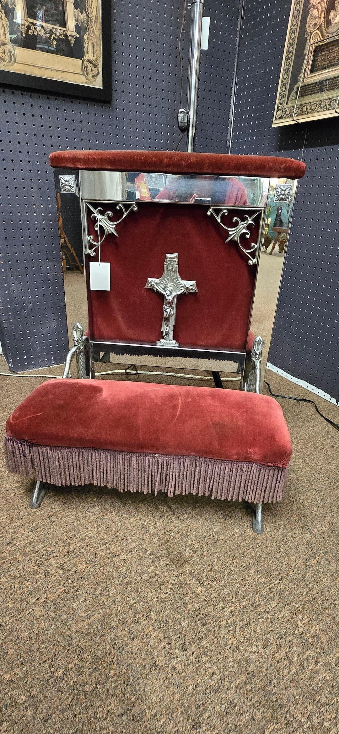 Vintage Folding Prie Dieu Kneeler - Antique Catholic Prayer Chair With ...