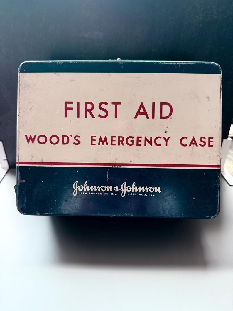 Vintage Johnson & Johnson First Aid Kit | Metal Medical Box With ...